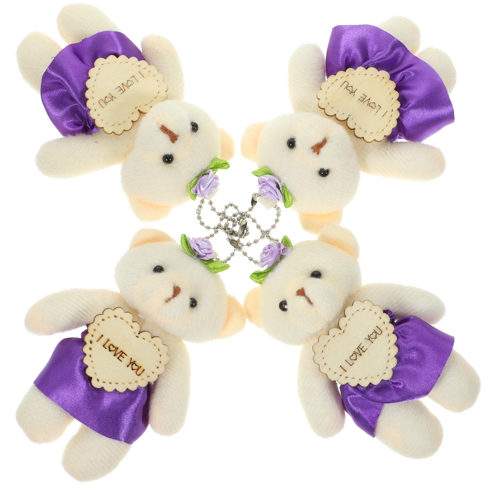 PENIKOKO 4Pcs Mini Stuffed Bears for DIY Wedding Bouquet with .5X8.5X4 ...
