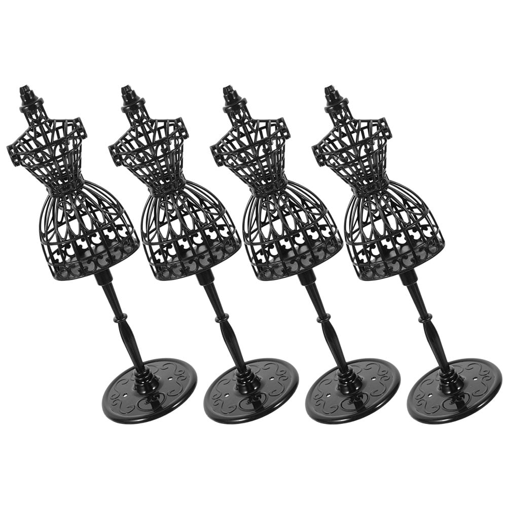 PENIKOKO Mini Mannequin Model Stand for Mini Dresses 4Pcs Black Plastic ...