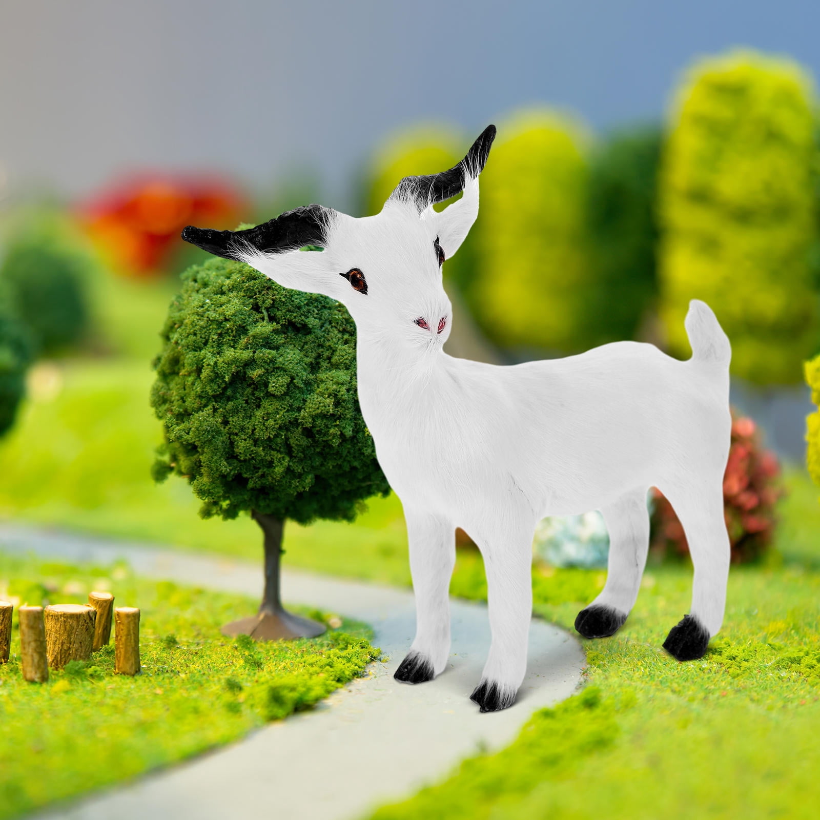 PENIKOKO Small Goat Statue for Indoor Decor White Plastic Animal ...