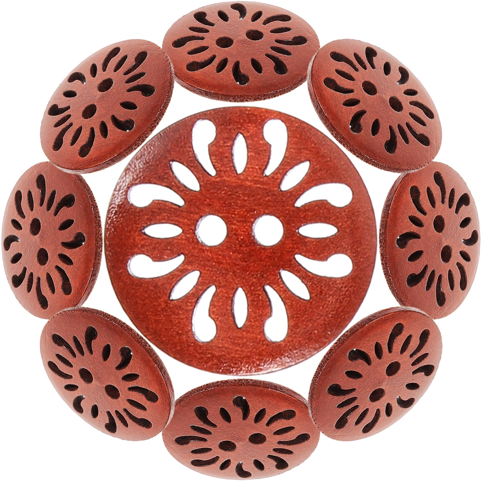 PENIKOKO Decorative Hollow Flower Wood Buttons 50pcs for Craft and ...