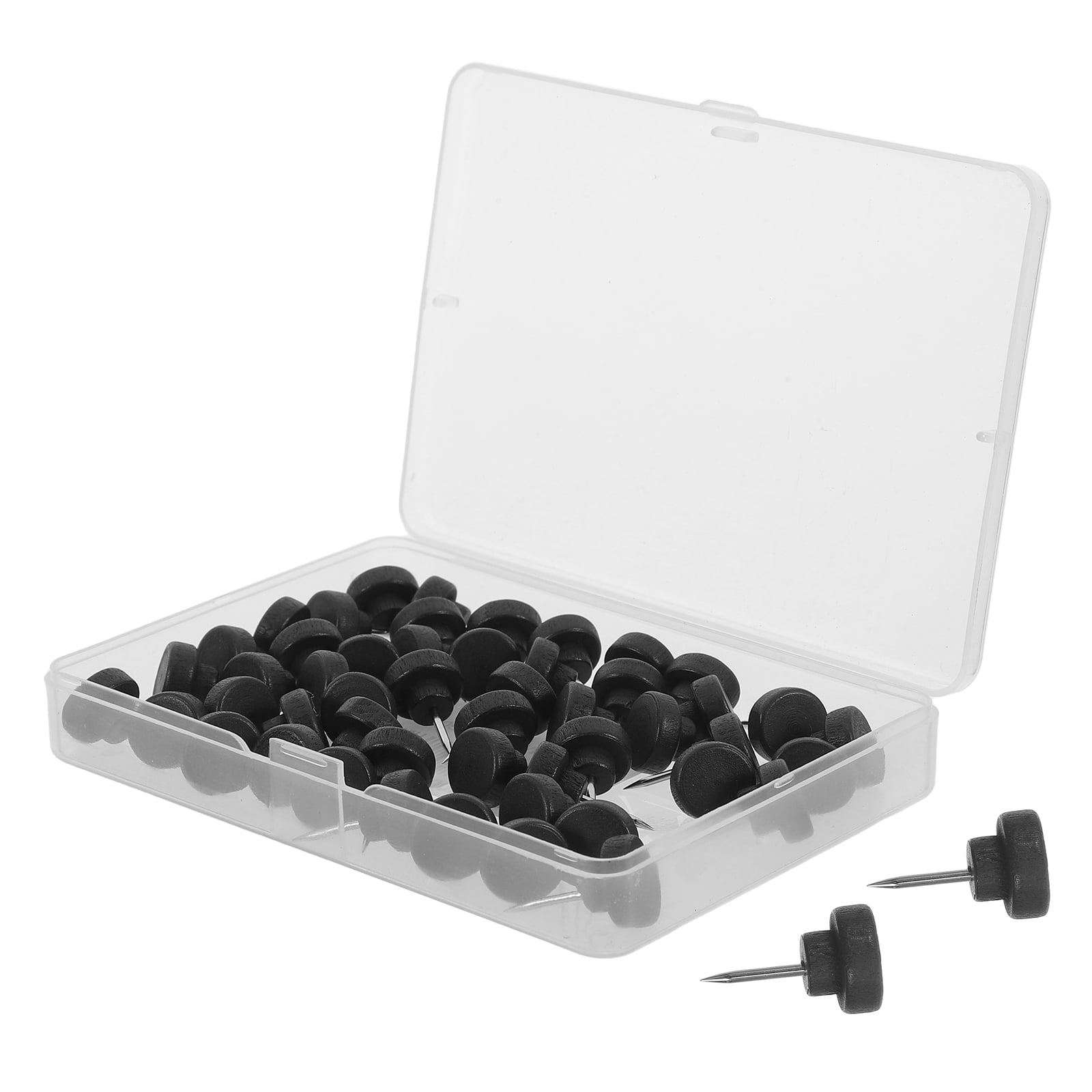 PENIKOKO 50Pcs Thumbtacks Wood Black Push Pins for Securing Papers at ...