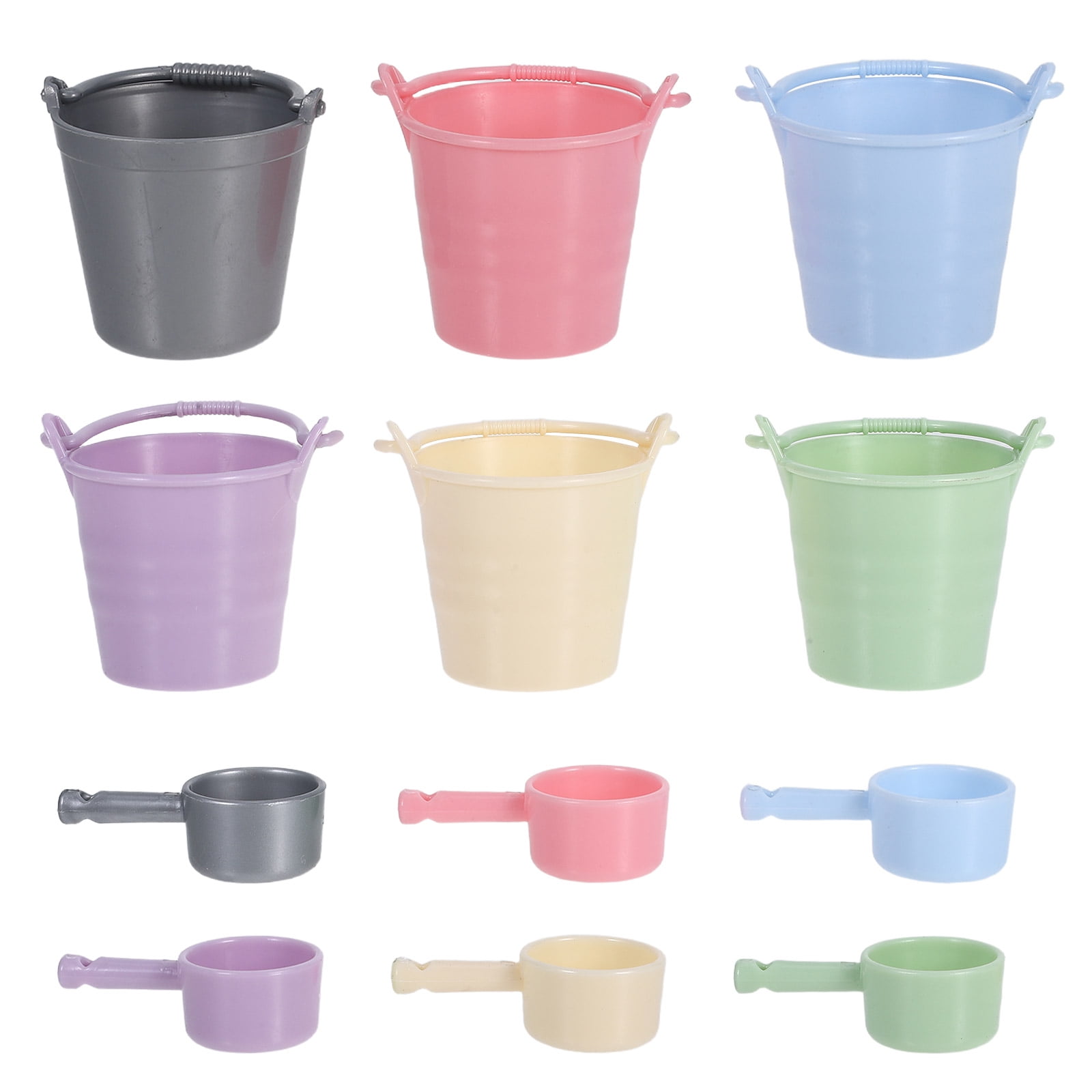 PENIKOKO 6 Sets Miniature Buckets Green Plastic Sand Pails For Kids ...
