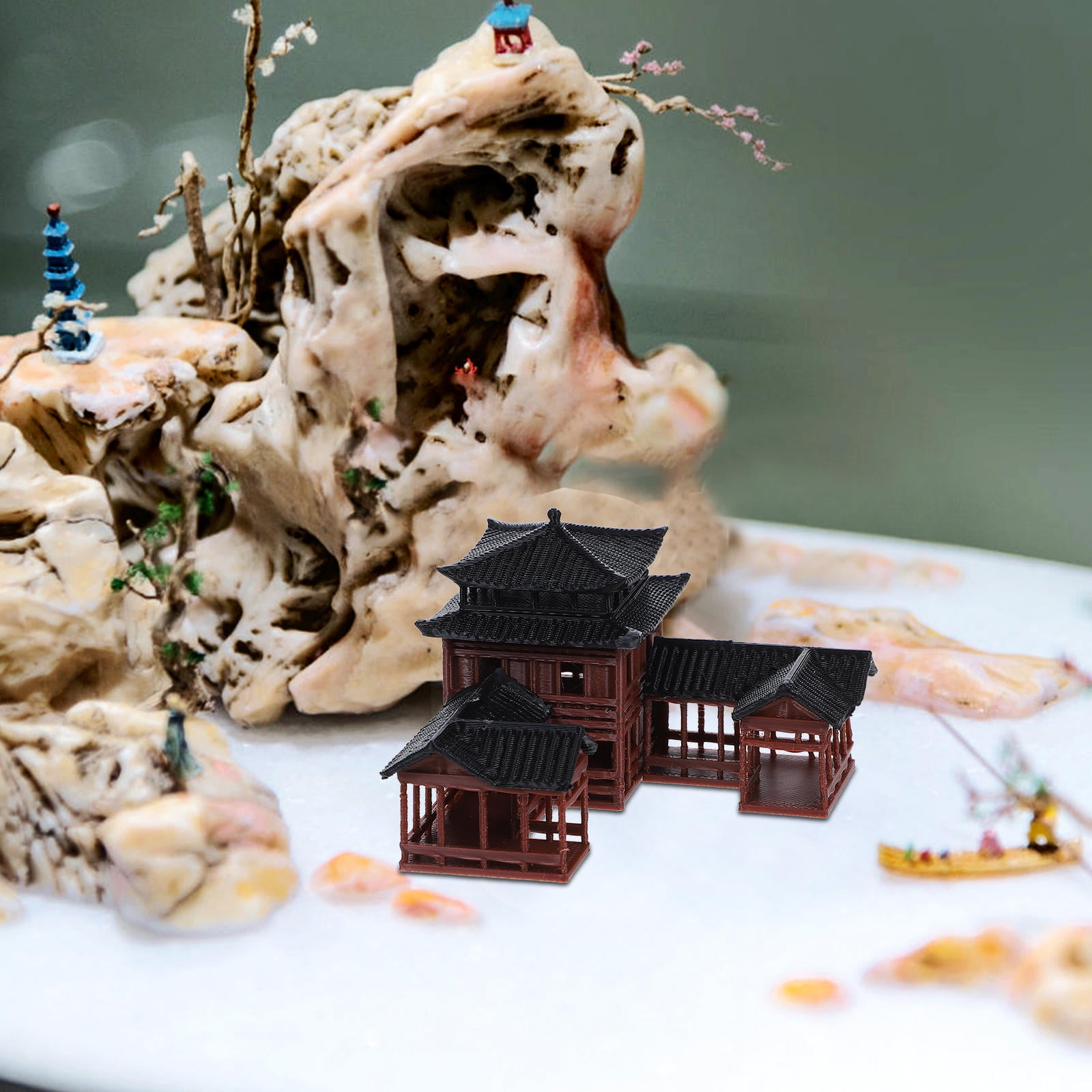 PENIKOKO 8Pcs Ancient Building Figurine Chinese Style Garden Sculptures ...