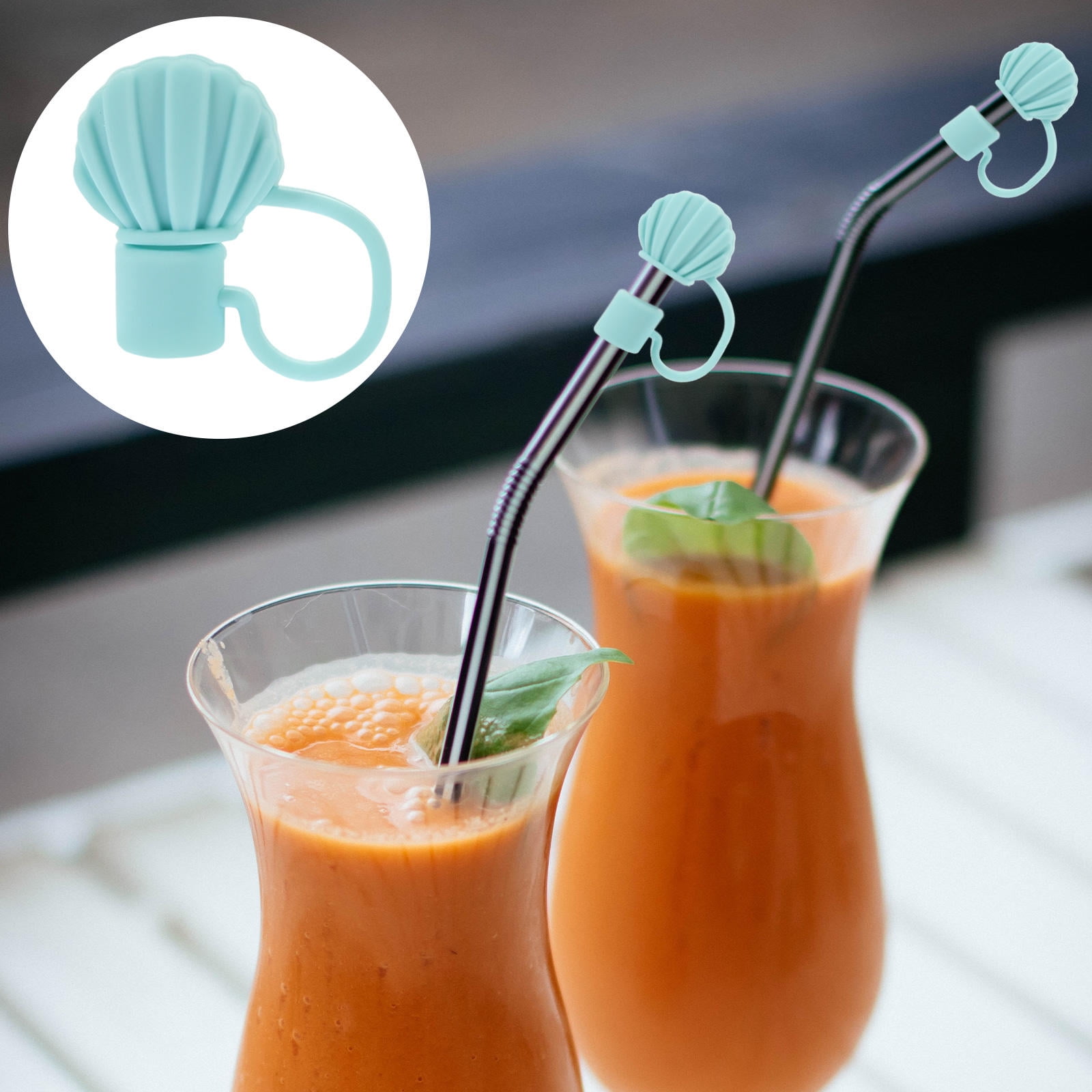 PENIKOKO 8pcs Straw Tops Cartoon Shape Sky-blue Straw Toppers ...