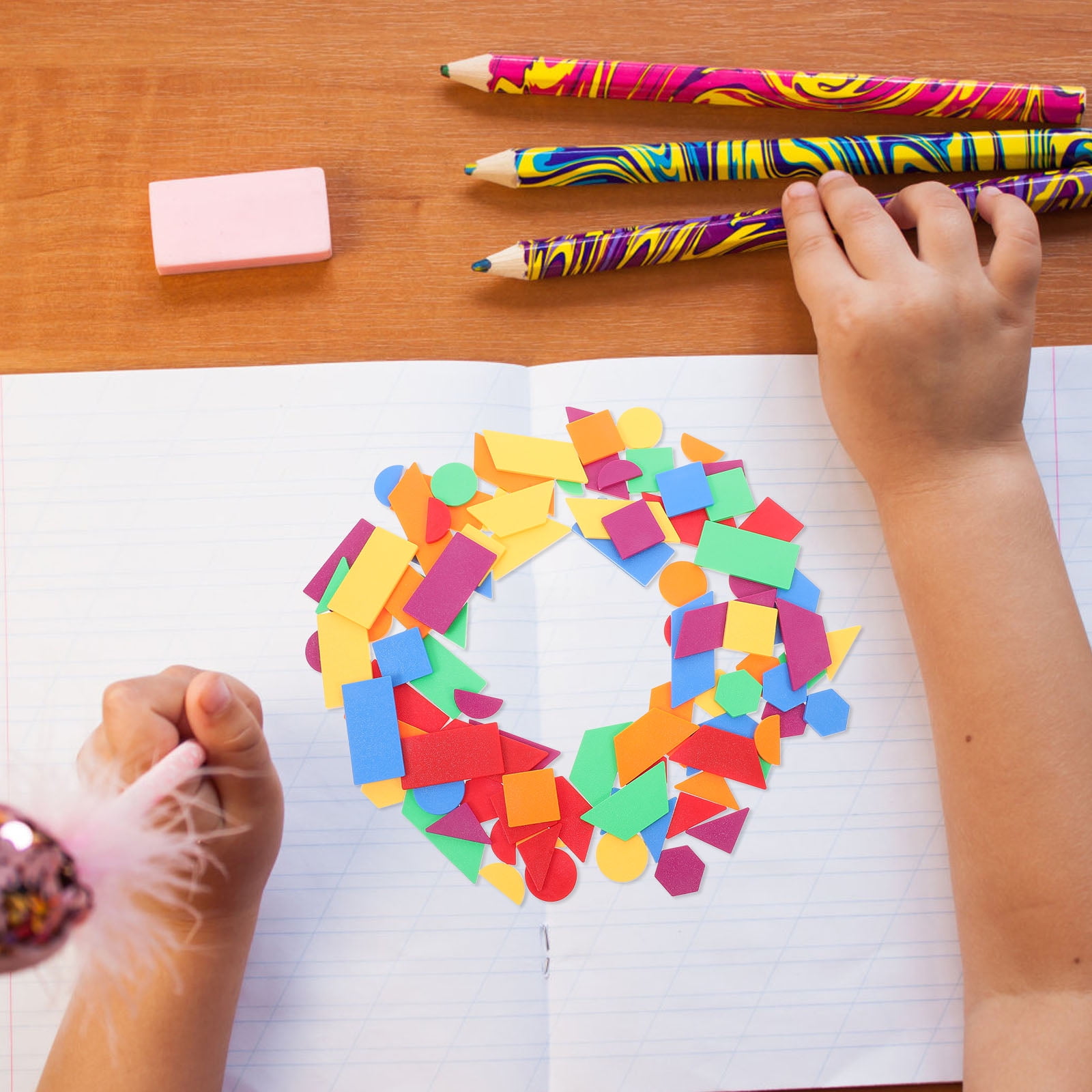 PENIKOKO 96Pack Geometric Shapes Puzzle Assorted Color Attribute Blocks ...