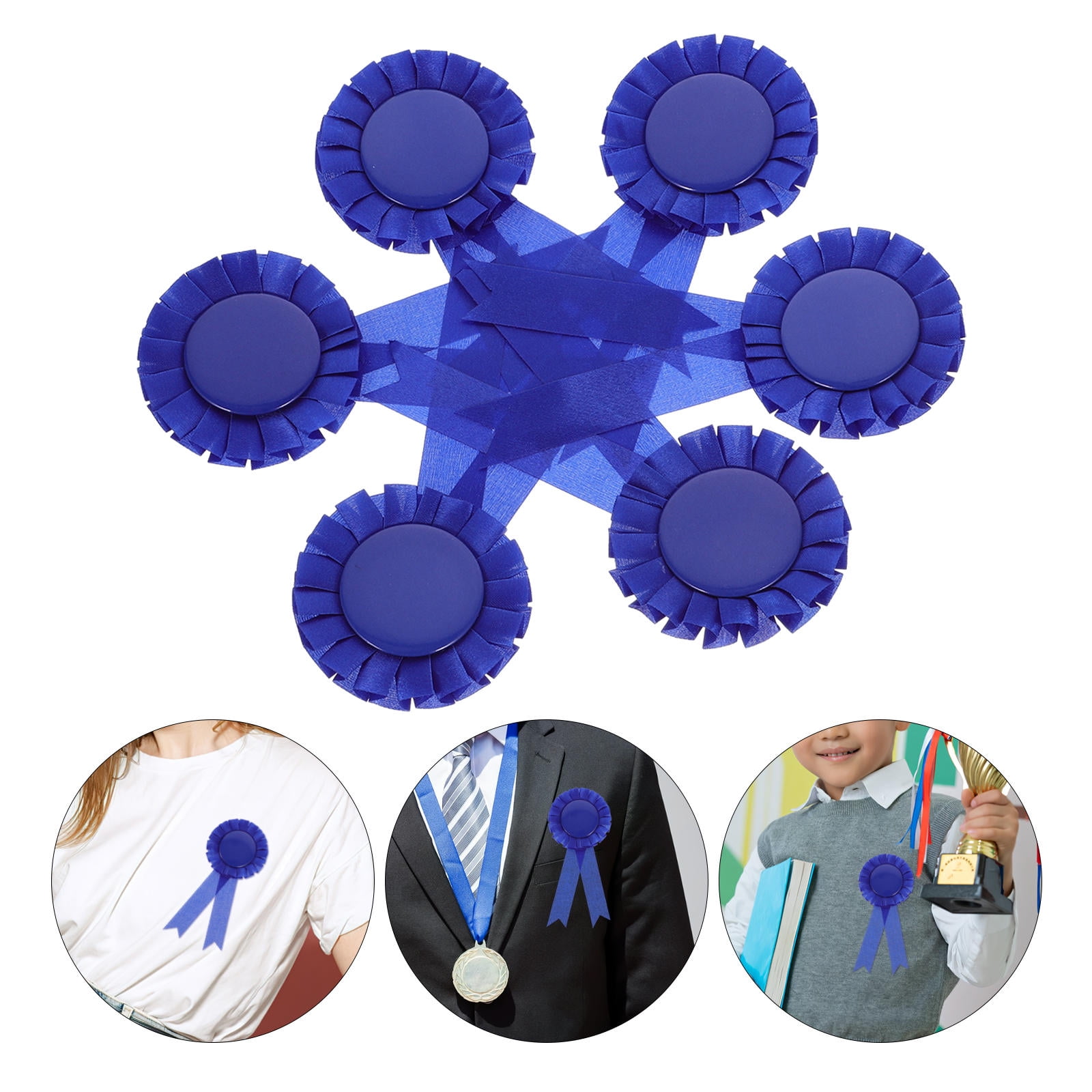 PENIKOKO Blank Ribbon Badges for Decor Blue Tinplate and Satin Fabric ...