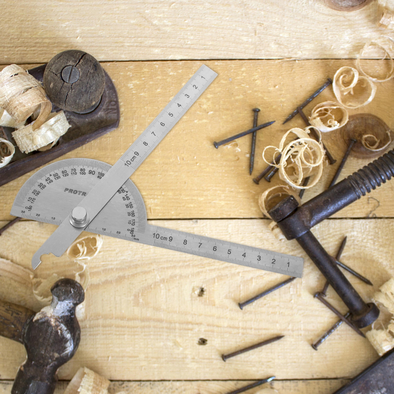 PENIKOKO Stainless Steel Angle Measuring Tool with Swing Arm Protractor ...