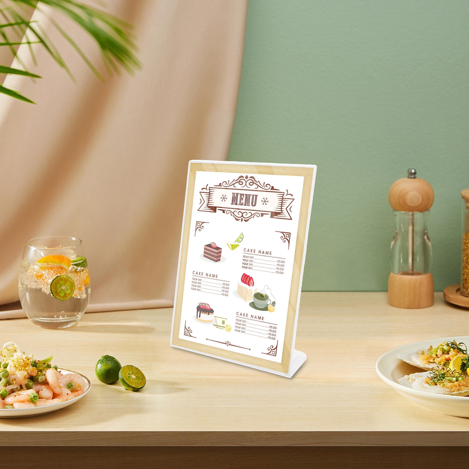 PENIKOKO Clear L Shape Plastic Display Stand for Paper Menus Signs ...