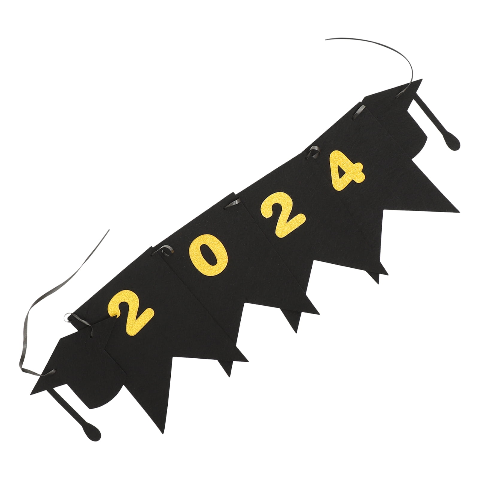 PENIKOKO Bunting Banner Graduation Decor Black Fabric Flag 1Set 7.1x5 ...