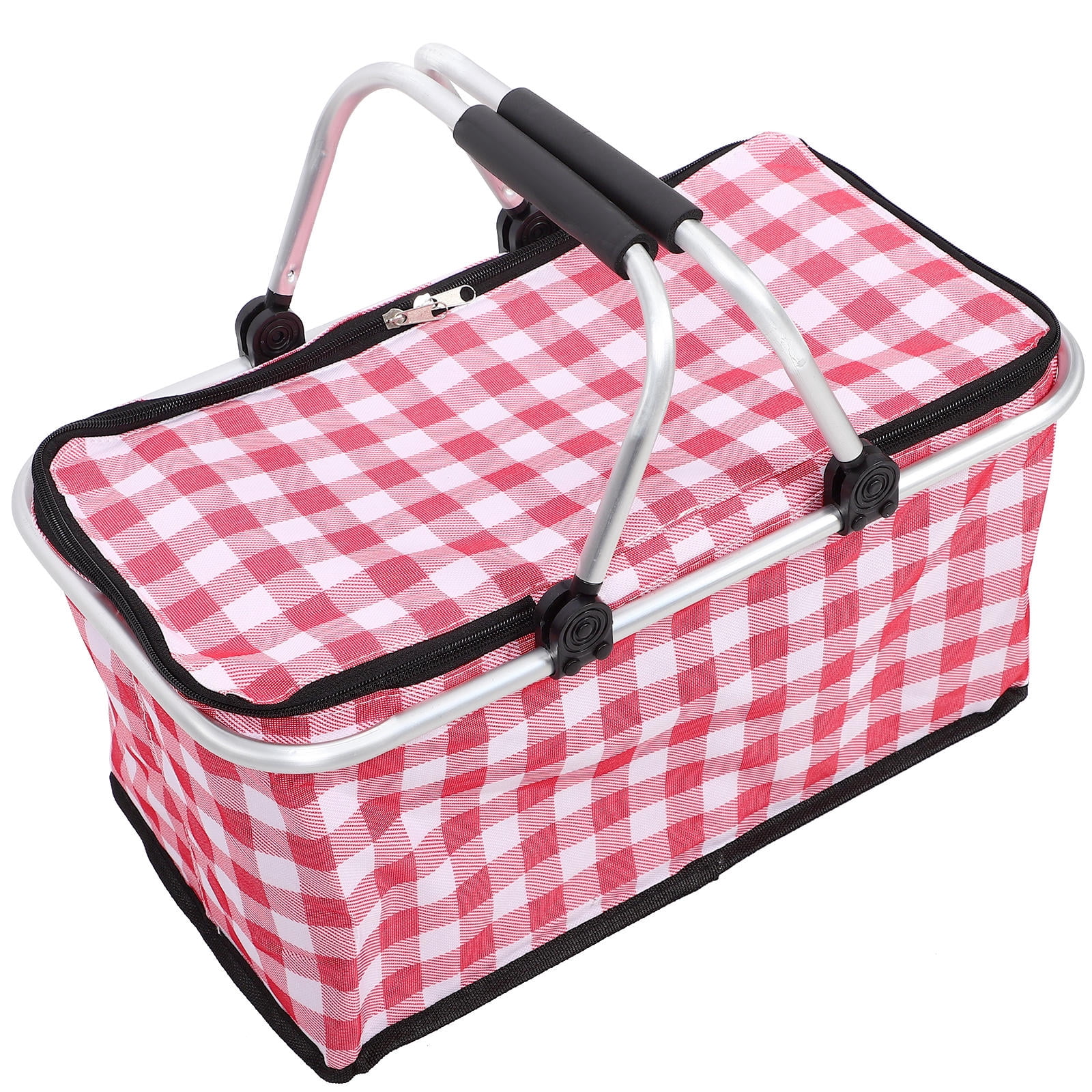 PENIKOKO Insulated Picnic Basket with Metal Handle, Zipper Closure ...