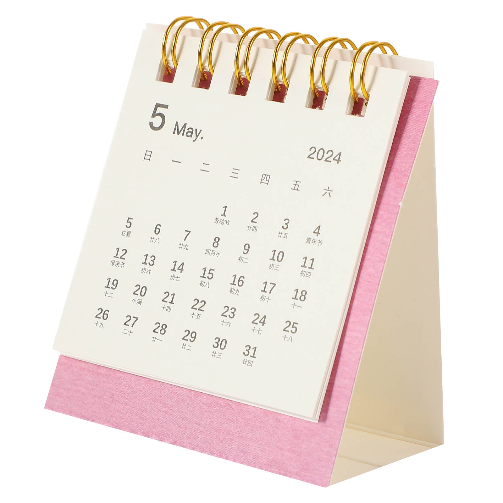 PENIKOKO Pink Paper Desktop Calendar with Simple and Chic Design for ...