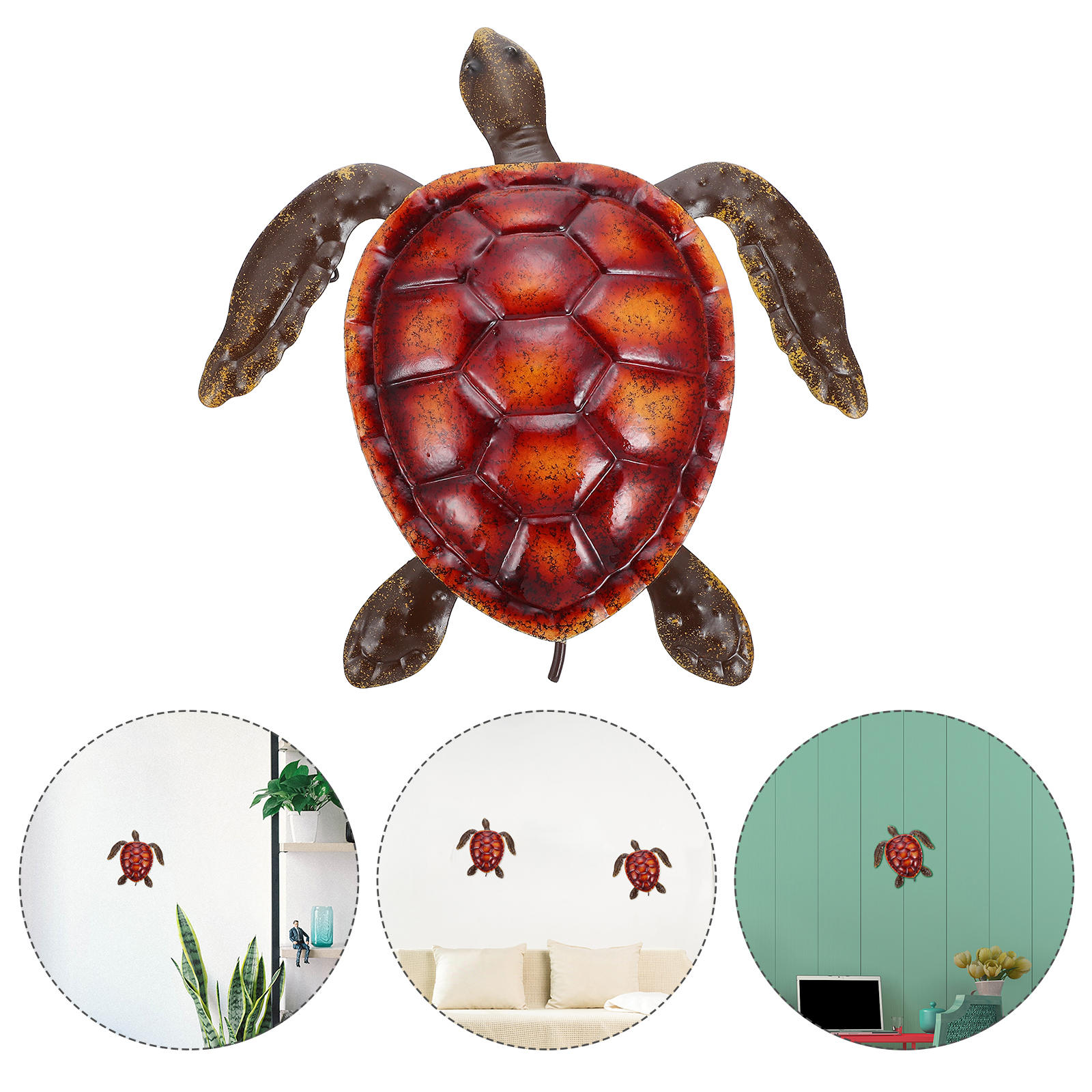 PENIKOKO Red Iron Sea Turtle Wall Hanging Decoration for Indoor and ...