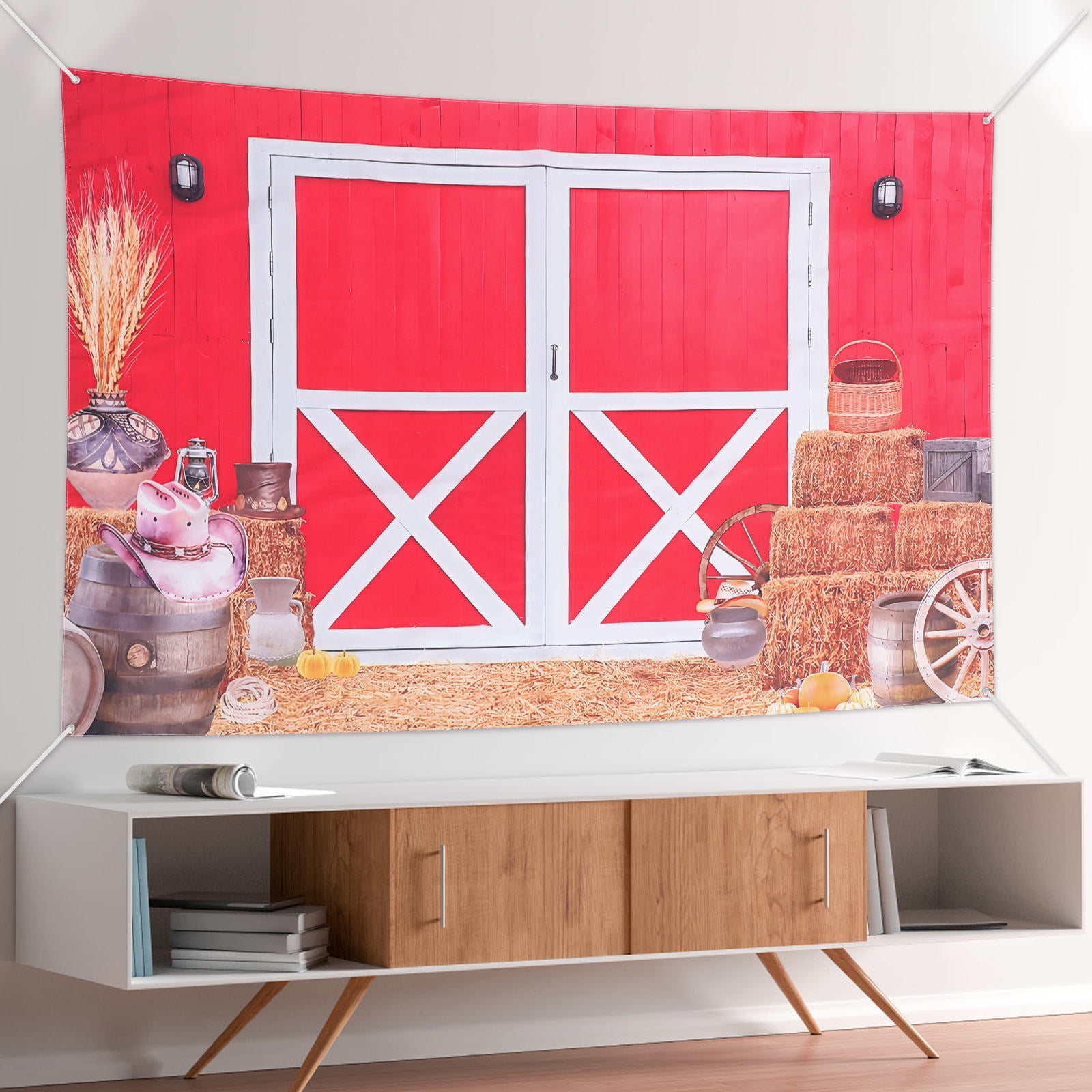 PENIKOKO Rural Barn Photography Backdrop Banner Multi Polyester Pongee ...