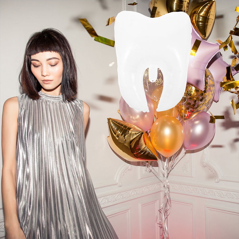 PENIKOKO Party Decorative Balloons Tooth Shaped Balloons White 5Pcs 21 ...