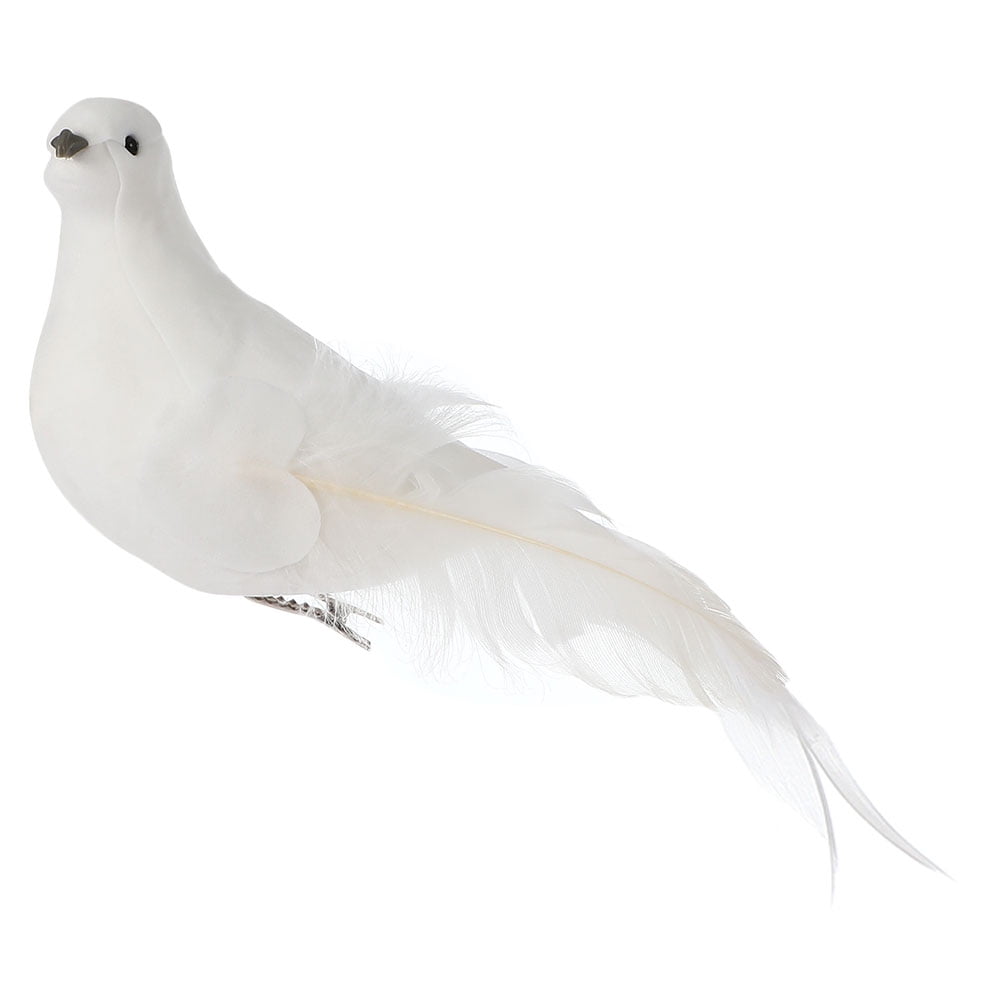 PENIKOKO White Realistic Simulation Statue with Clip, 10.5 Inch Bird ...