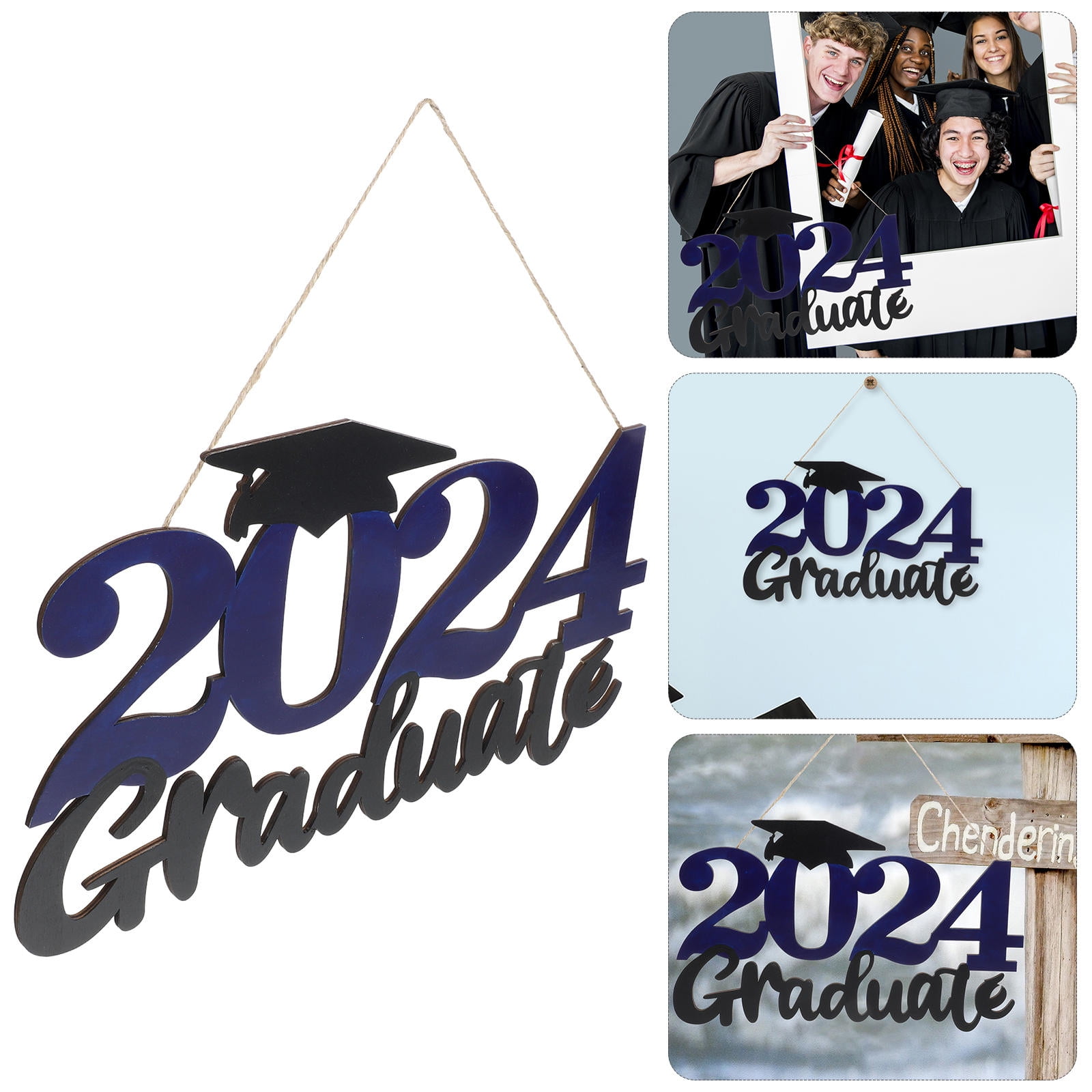 PENIKOKO Wooden Sign Graduate Signature Wood Sign 1Pack Blue Rectangle ...