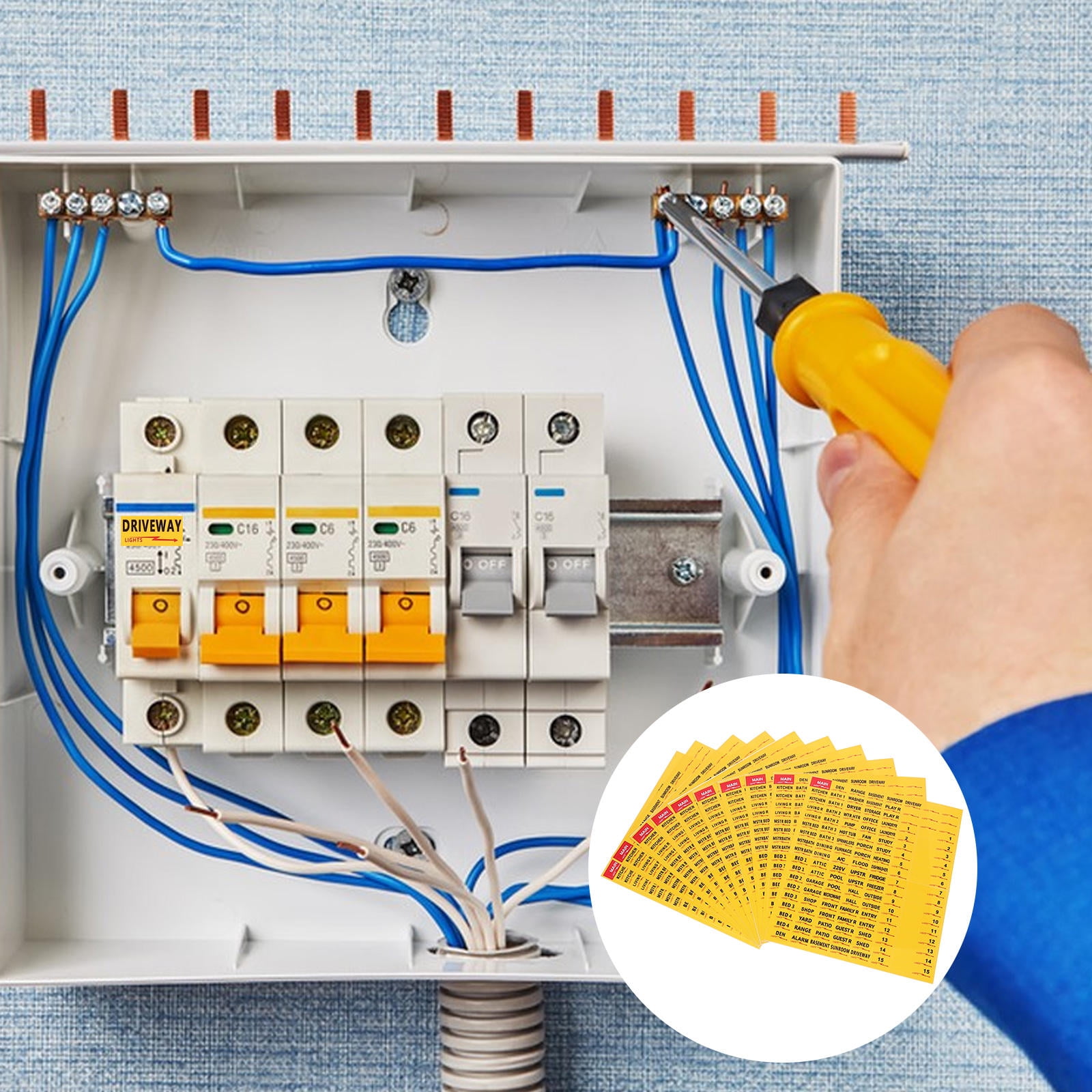 PENIKOKO Yellow Paper Electrical Stickers 10 Sheets for Circuit Breaker ...
