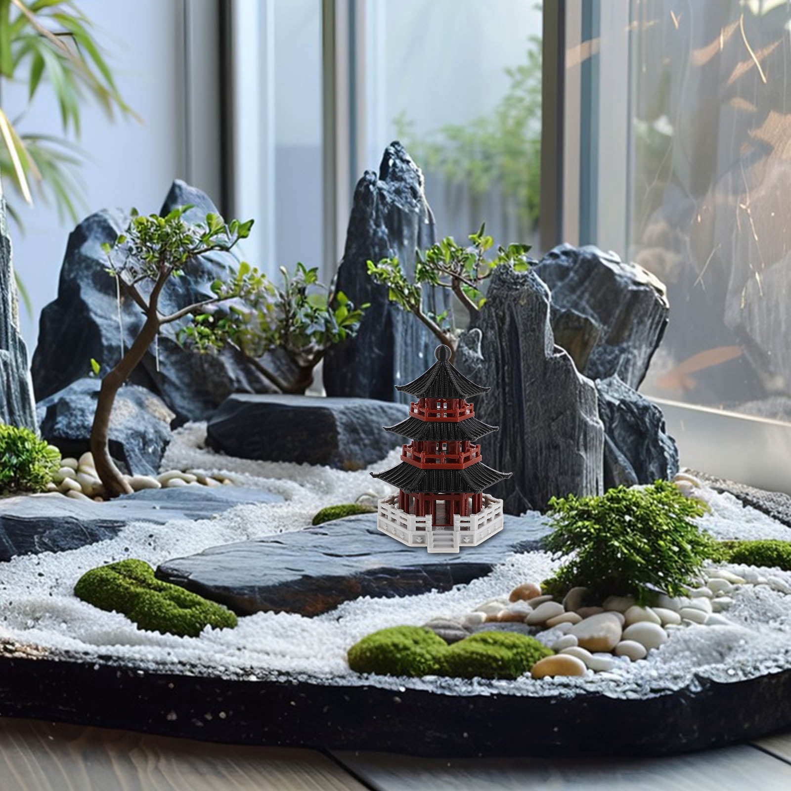 PENIKOKO japanese temple aquarium decor Mini Pavilion Statue Light ...