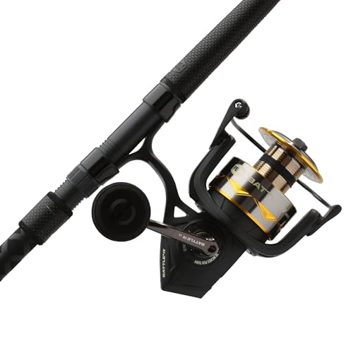 PENN BATTLE IV SPINNING REEL AND FISHING ROD, 8000 REEL, 10" 2PC - GOLD ...
