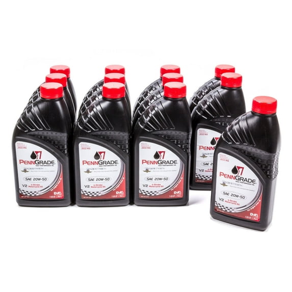 PENN GRADE 1 71576, V2 4-Stroke Motorcycle Oil SAE 20W-50, 12 Quart ...