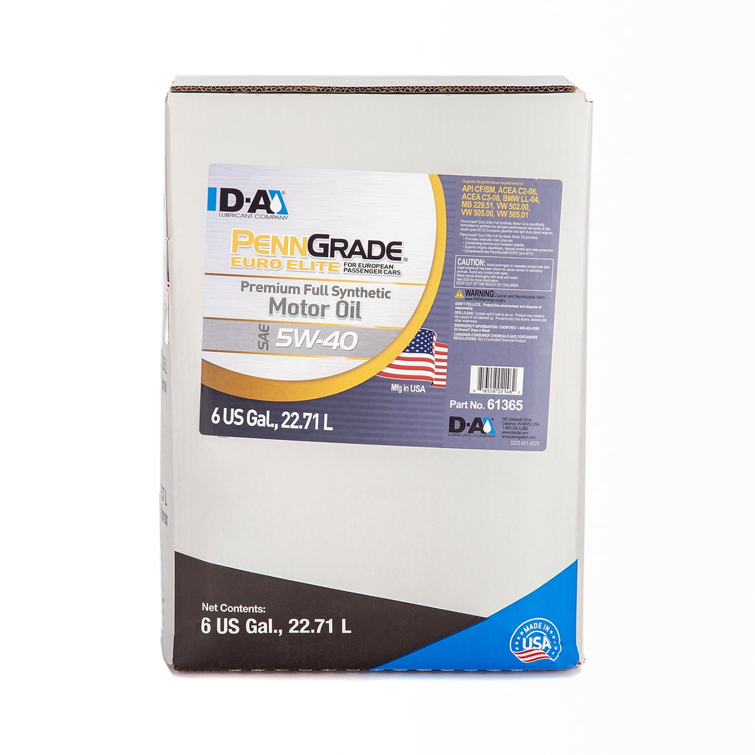 PENN GRADE 61365, Euro Elite Full Synthetic Motor Oil SAE 5W-40, 6 ...