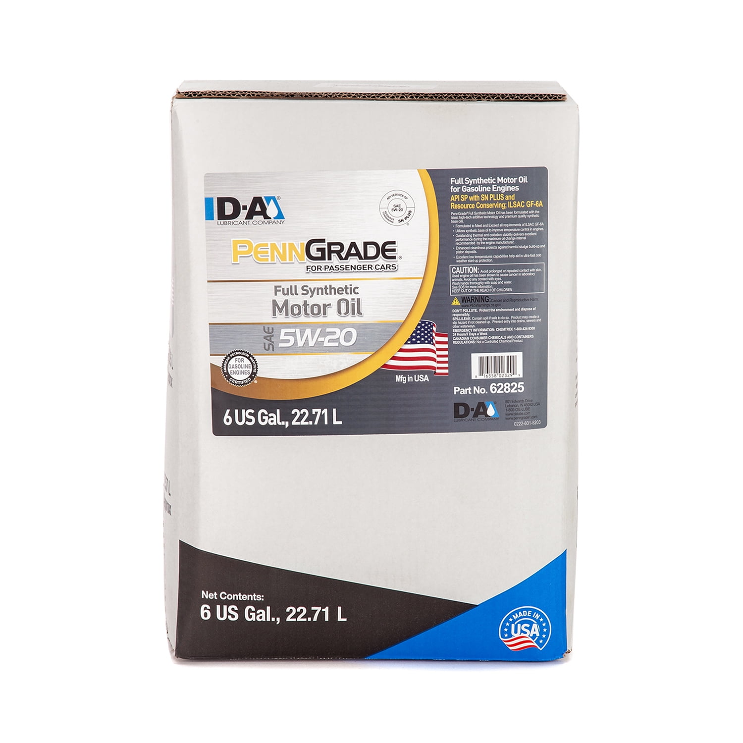 PENN GRADE 62825, Full Synthetic Motor Oil SAE 5W-20, 6 Gallon ...