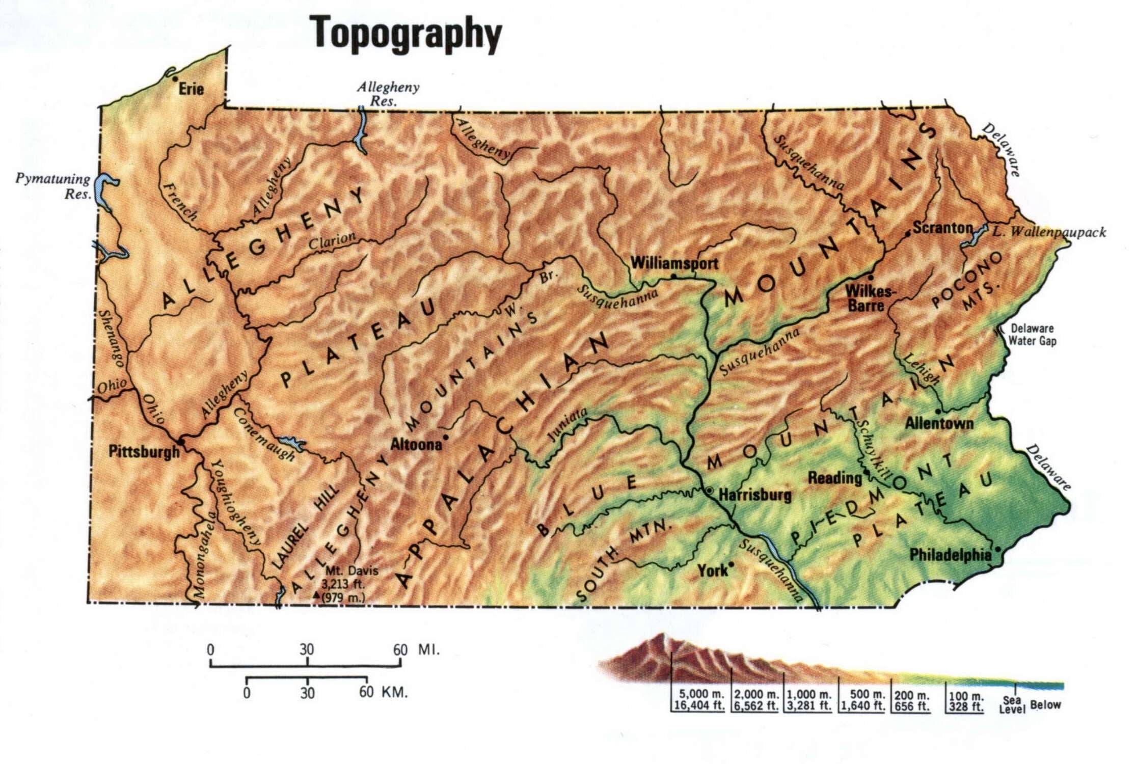 Pennsylvania Topography Map Glossy Poster Picture Photo Print Banner ...