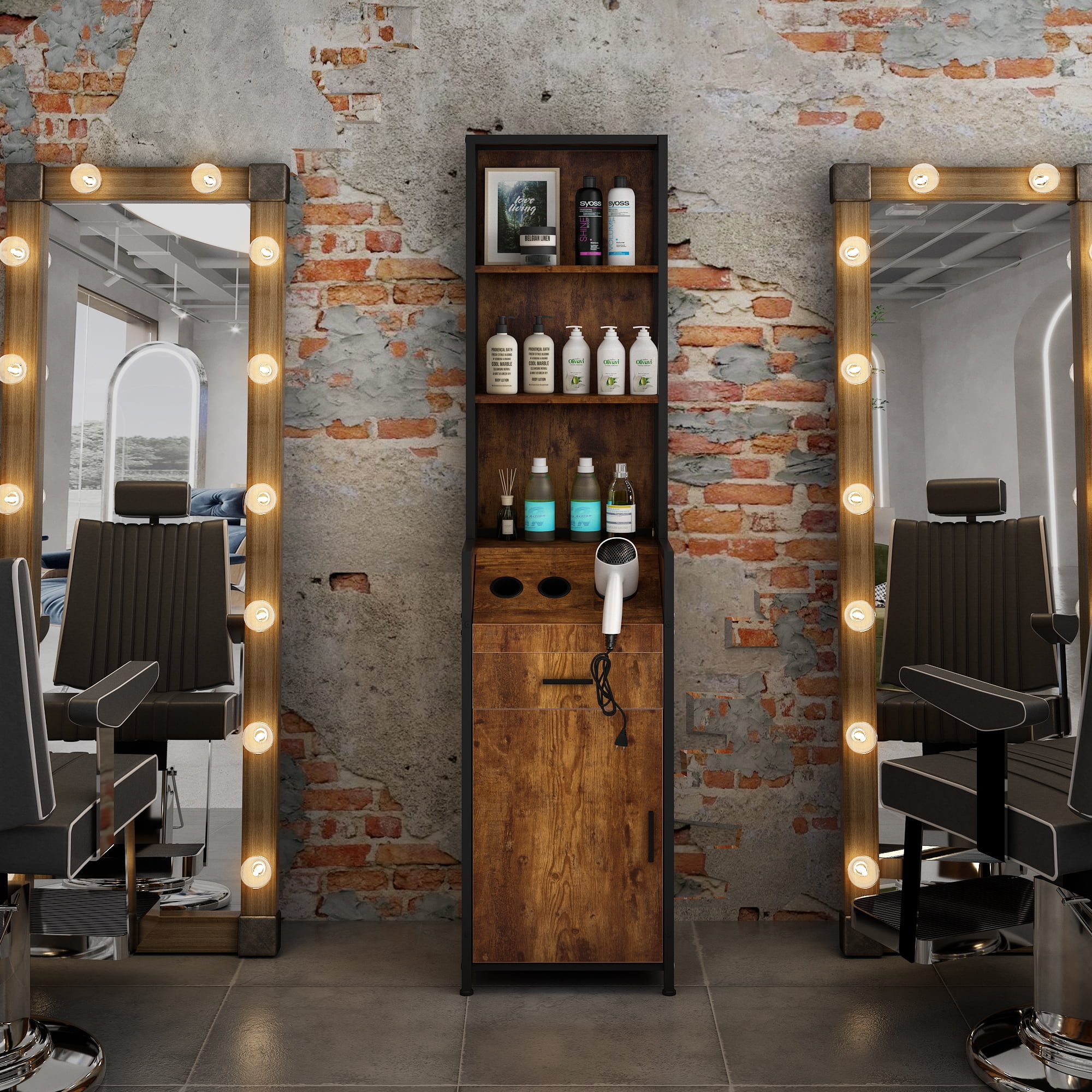 PENNYNANA Styling Hair Storage Salon Station, Barber Equipment, Cabinet ...