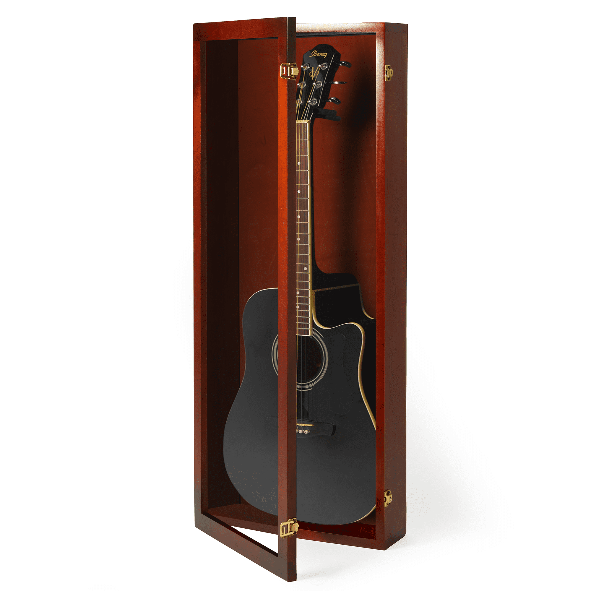 PENNZONI Acoustic Guitar Display Case, Clear Acrylic & Hardwood Cabinet ...