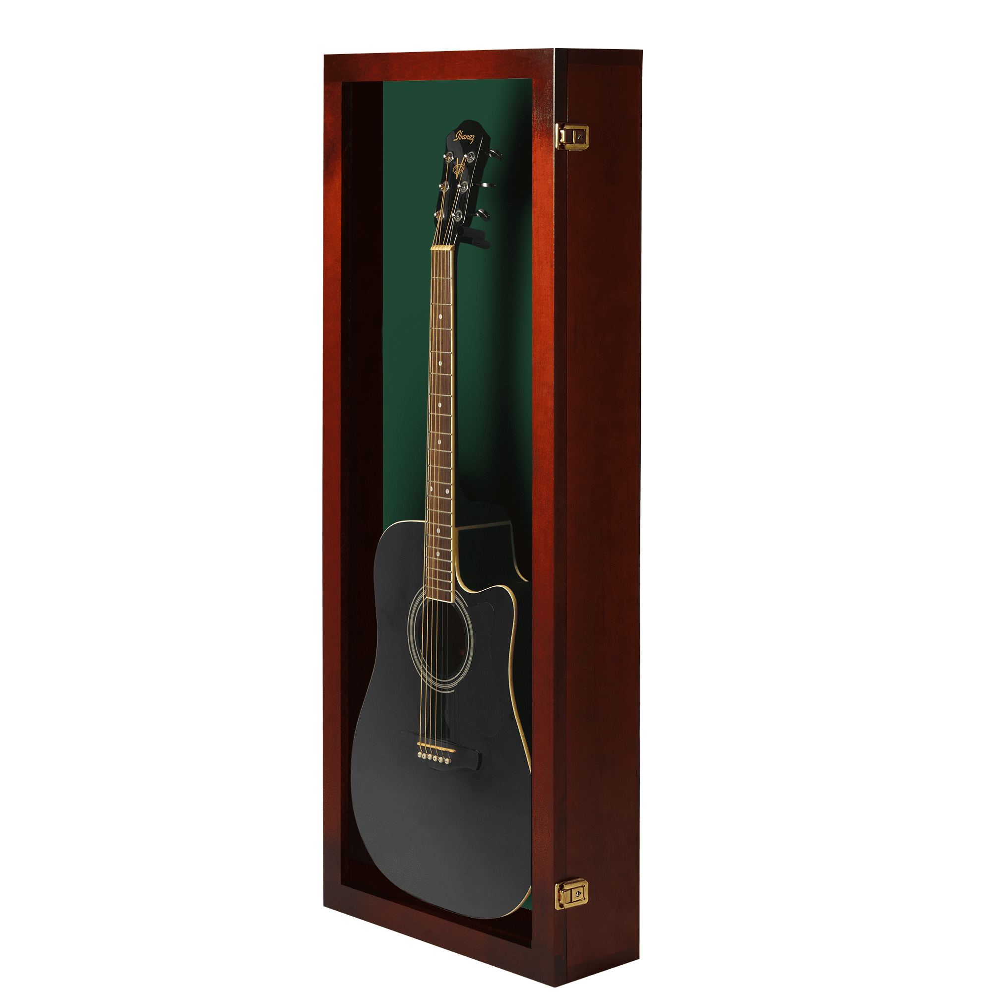 PENNZONI Acoustic Guitar Display Case, Clear Acrylic & Hardwood Cabinet ...