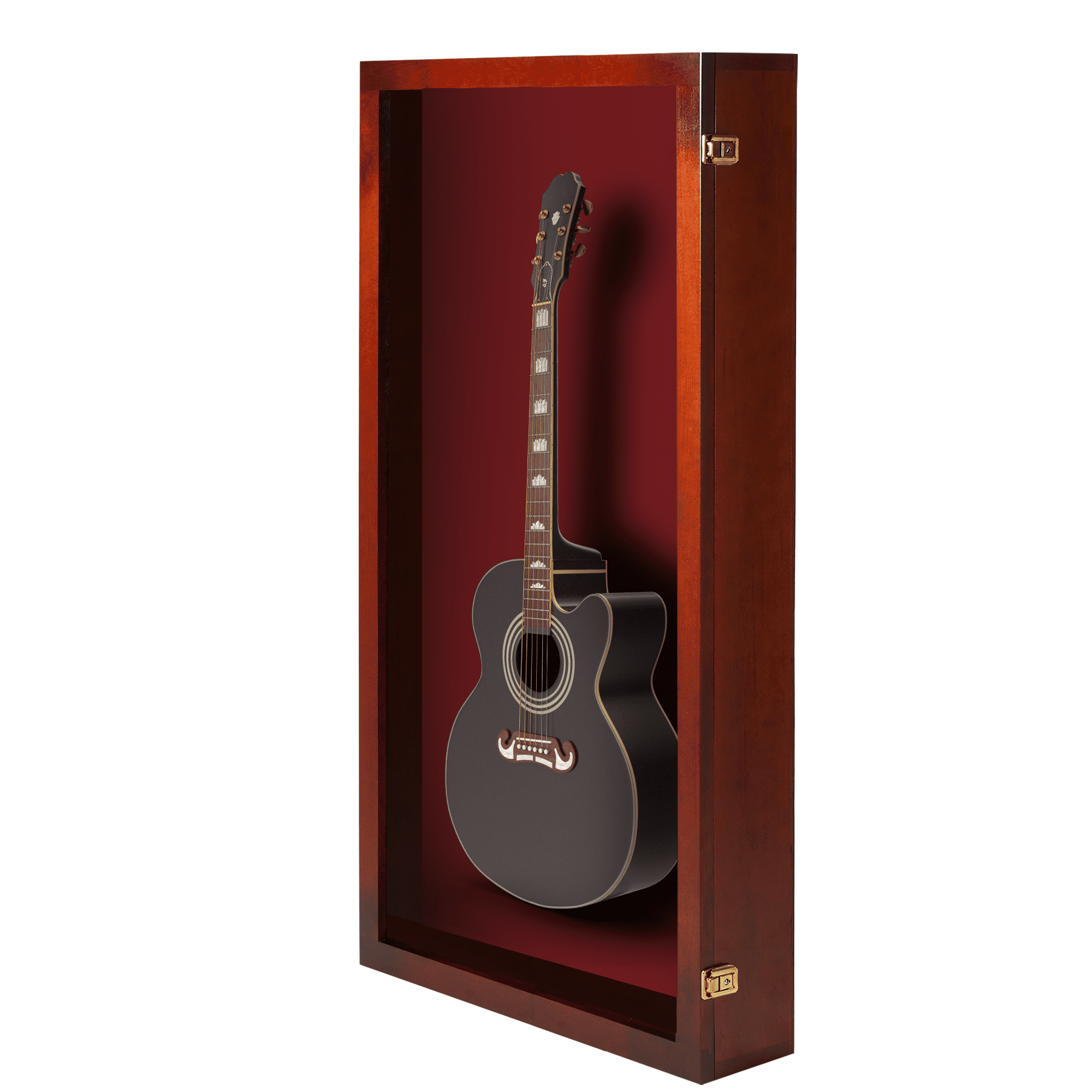 PENNZONI Acoustic Guitar Display Case, Clear Acrylic & Hardwood Cabinet ...