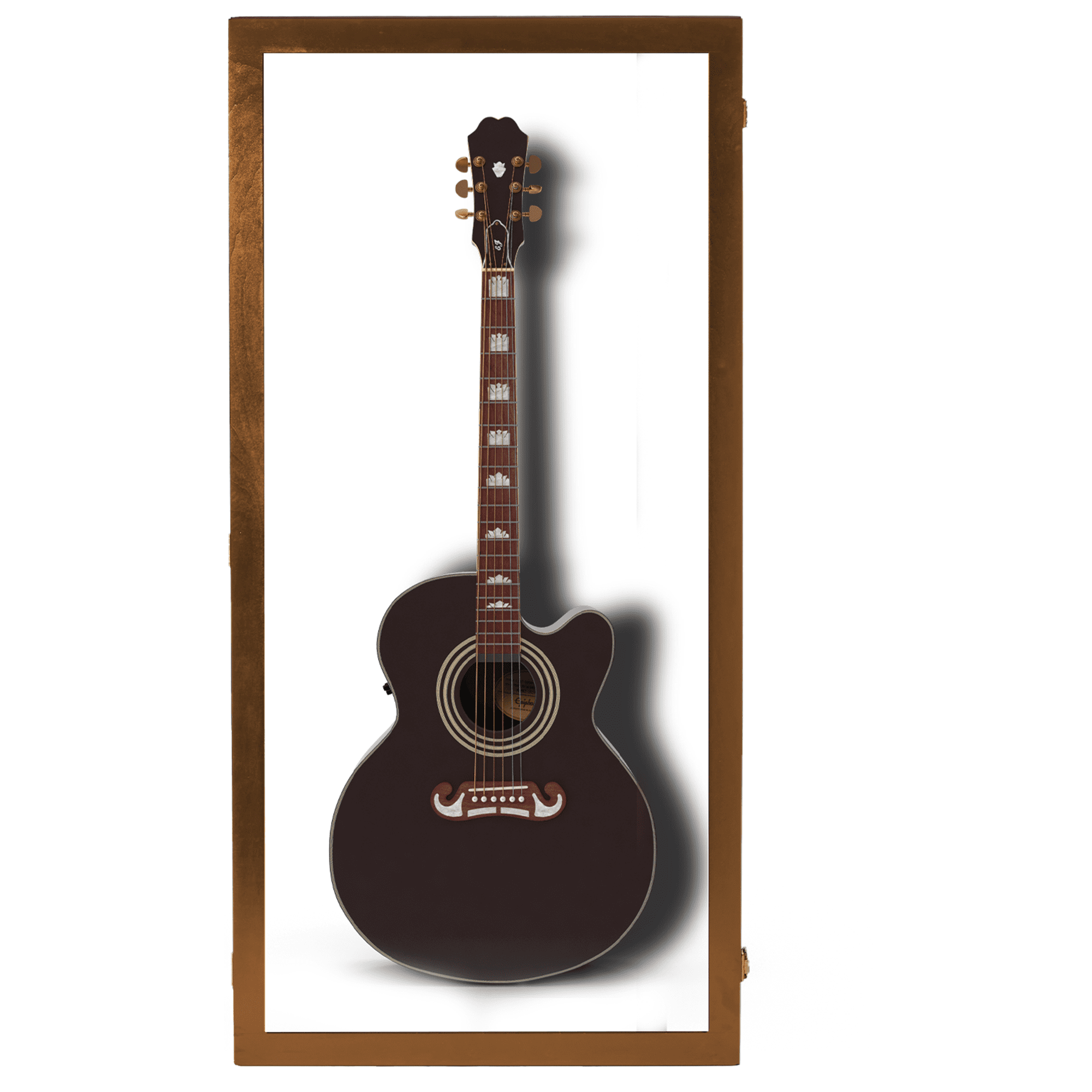 PENNZONI Acoustic Guitar Display Case, Clear Acrylic & Hardwood Cabinet ...