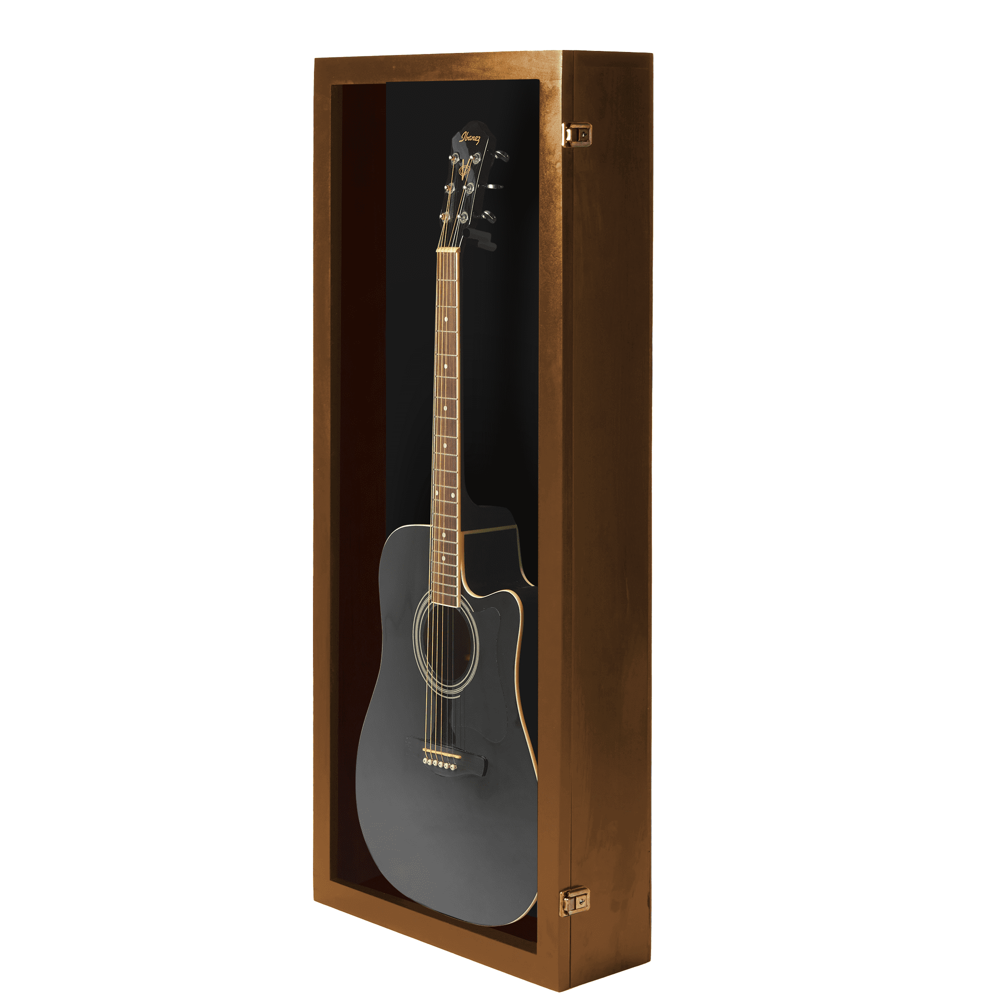 PENNZONI Acoustic Guitar Display Case, Clear Acrylic & Hardwood Cabinet ...