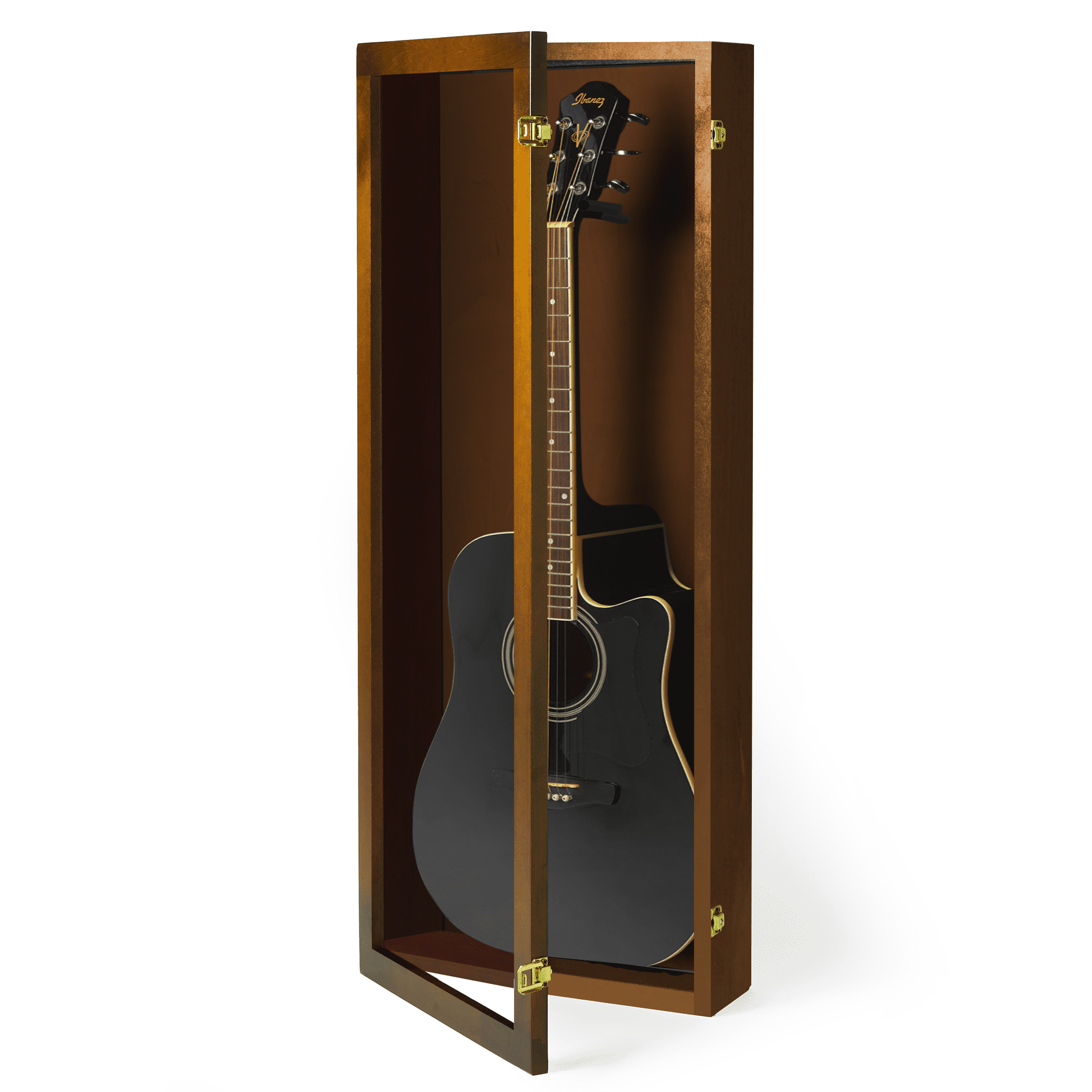 PENNZONI Acoustic Guitar Display Case, Clear Acrylic & Hardwood Cabinet ...