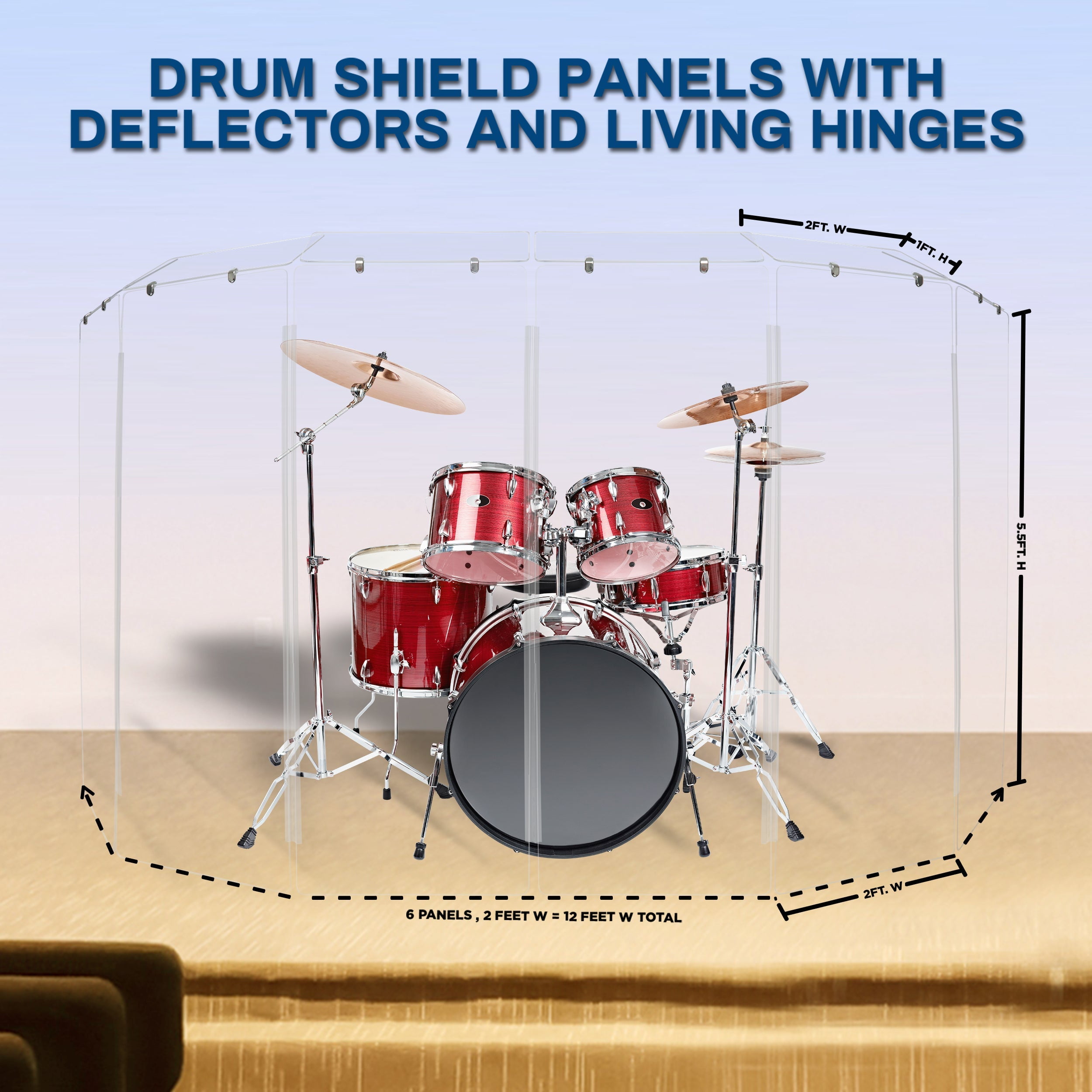 PENNZONI Drum Shield, 6 Panels & Deflectors w/ Plastic Hinges, 5.5 ft ...