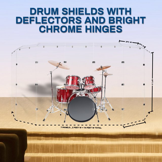 PENNZONI Drum Shield, 7 Panels & Deflectors w/ Chrome Hinges, 6 ft ...