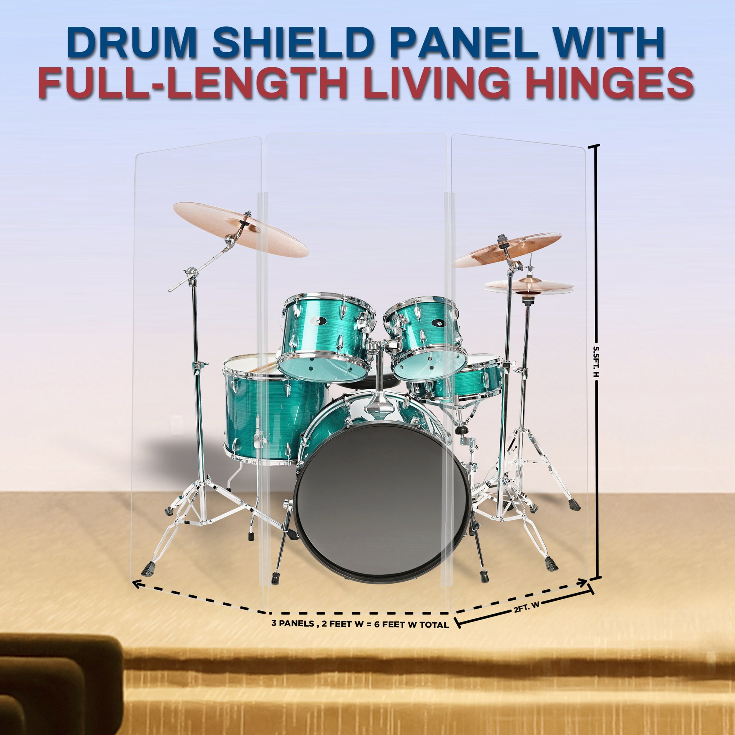 PENNZONI Drum Shield, Comes w/ 3 Panels & Living Hinges, 5.5 ft. Clear ...
