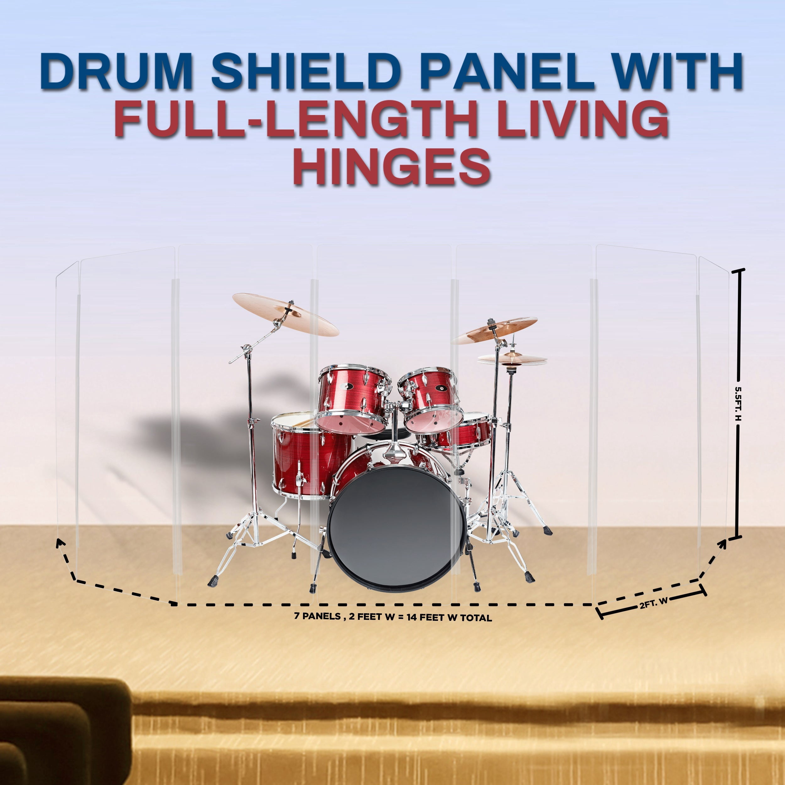 PENNZONI Drum Shield, Comes w/ 7 Panels & Living Hinges, 5.5 ft. Clear ...