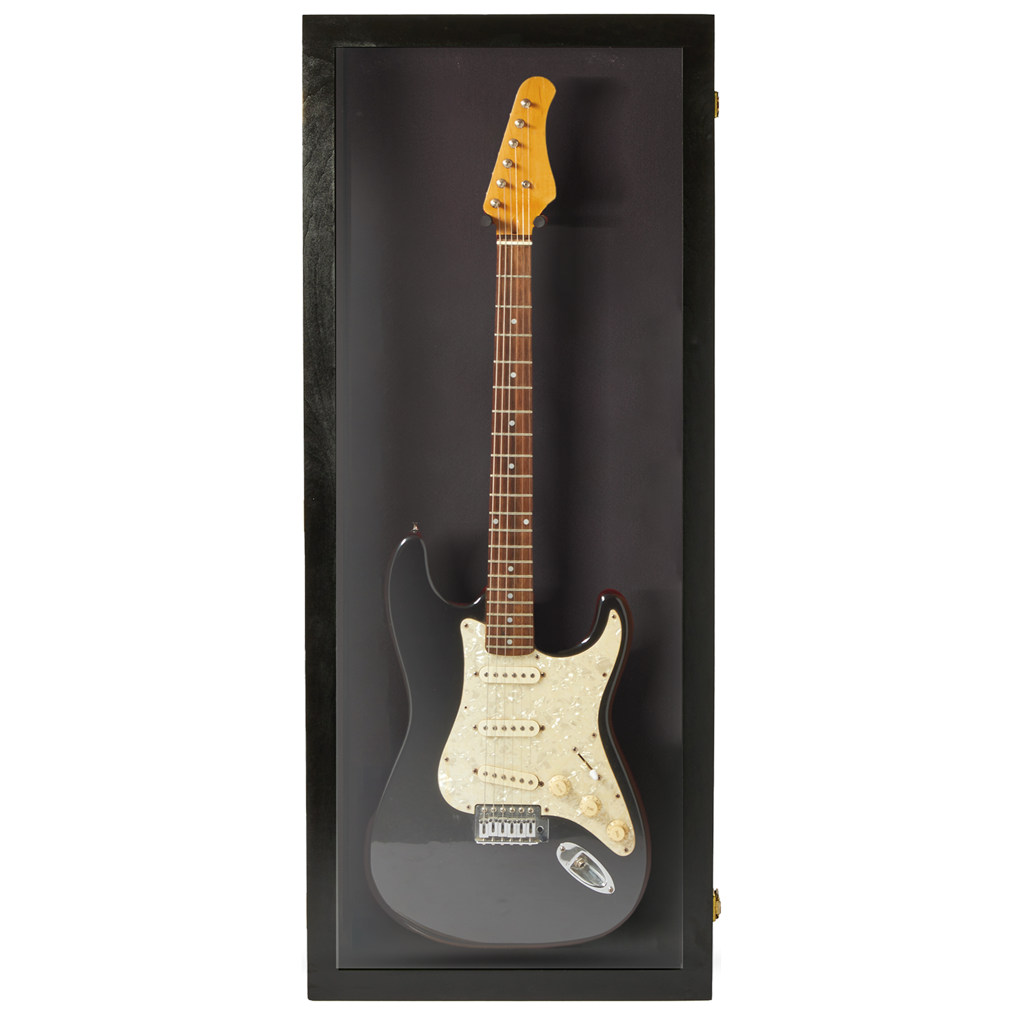 PENNZONI Electric Guitar Display Case, Clear Acrylic & Hardwood Cabinet ...