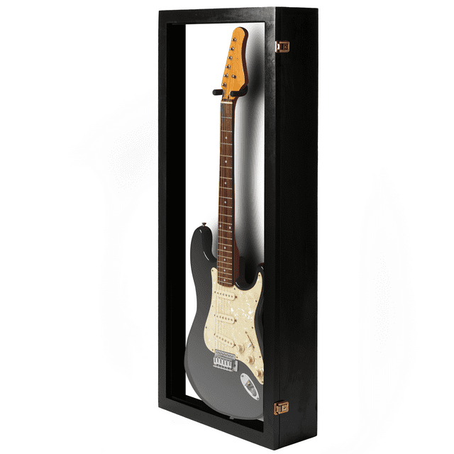PENNZONI Electric Guitar Display Case, Clear Acrylic & Hardwood Cabinet ...
