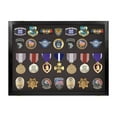 PENNZONI Medals Display Case, Military Shadow Box, Cherry w/ Blue Felt ...
