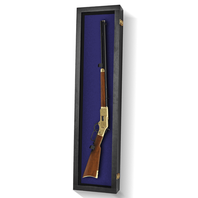 PENNZONI Rifle Gun Display Case, Clear Acrylic & Hardwood Cabinet ...