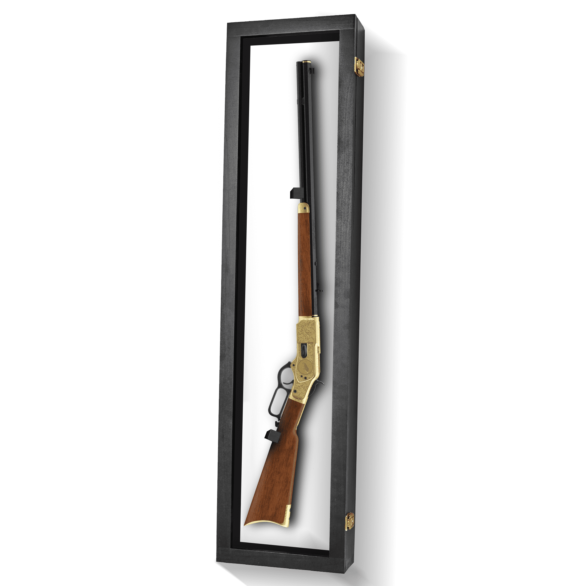 PENNZONI Rifle Gun Display Case, Clear Acrylic & Hardwood Cabinet ...