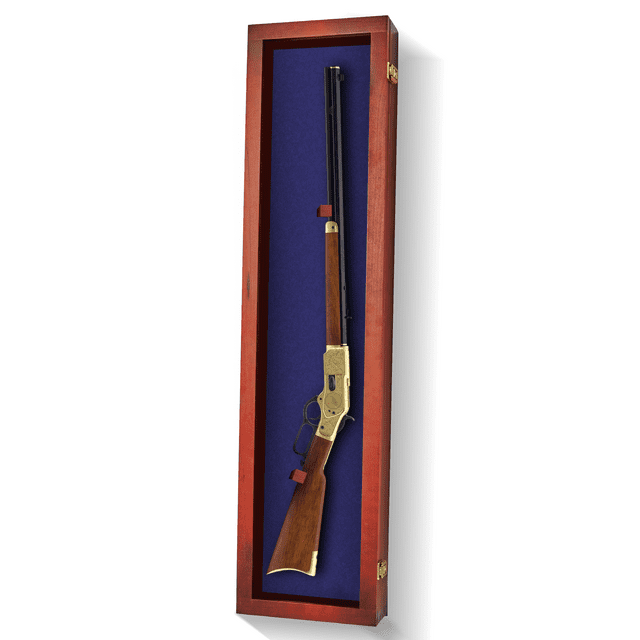 PENNZONI Rifle Gun Display Case, Clear Acrylic & Hardwood Cabinet ...
