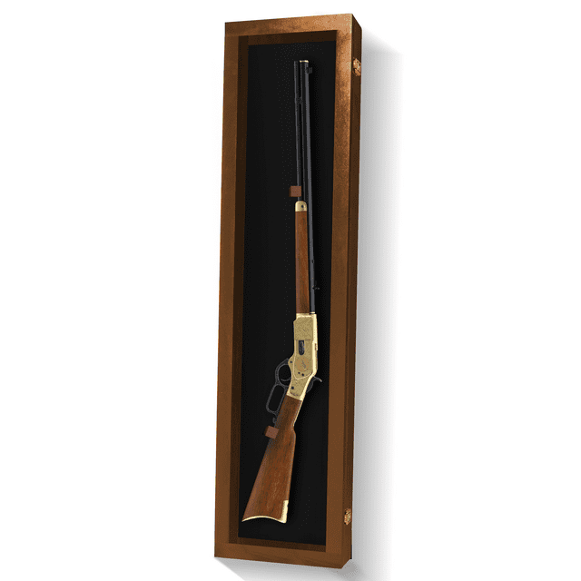 PENNZONI Rifle Gun Display Case, Clear Acrylic & Hardwood Cabinet ...