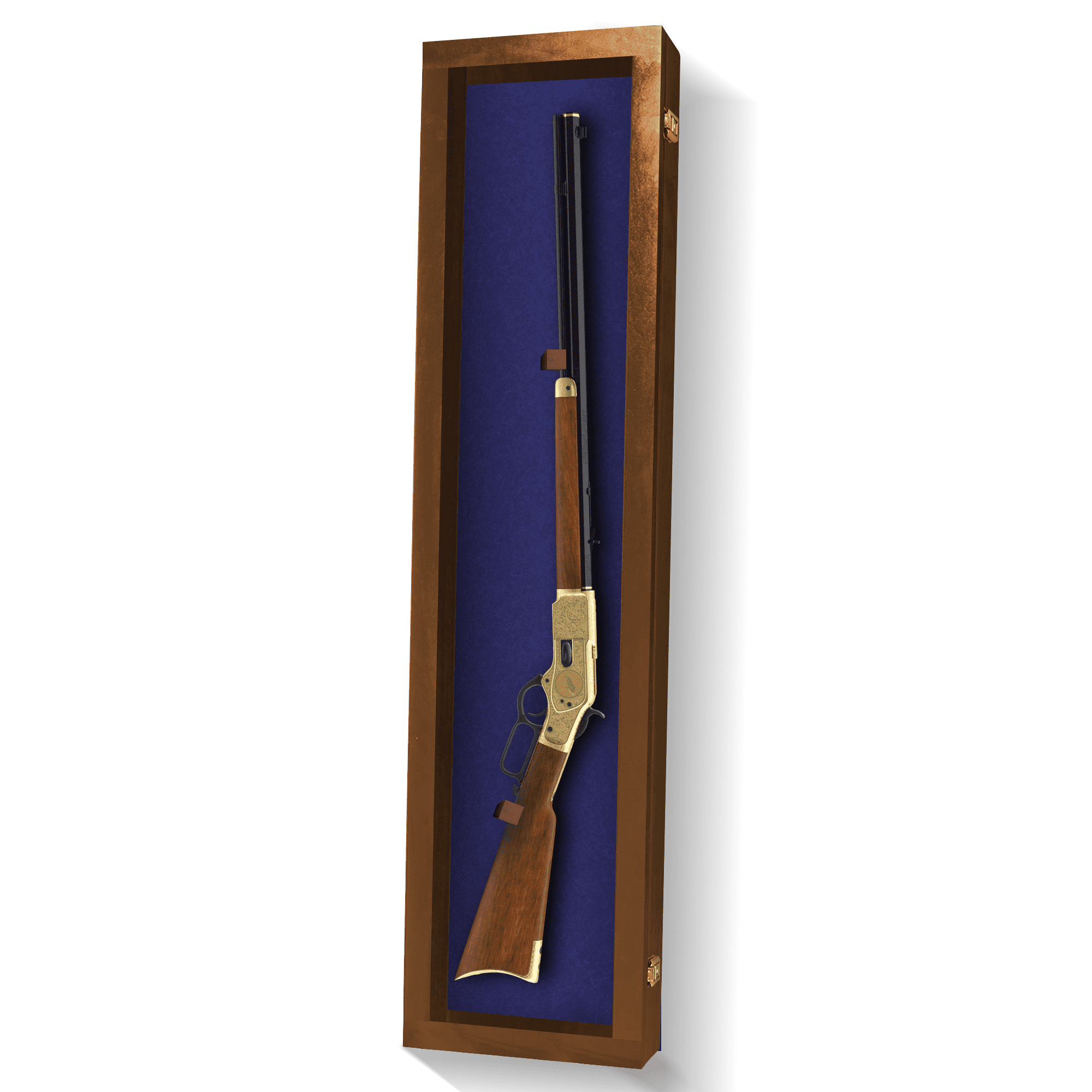 Pennzoni Display Rifle Gun Case, Clear Acrylic & Hardwood, Walnut, Blue ...