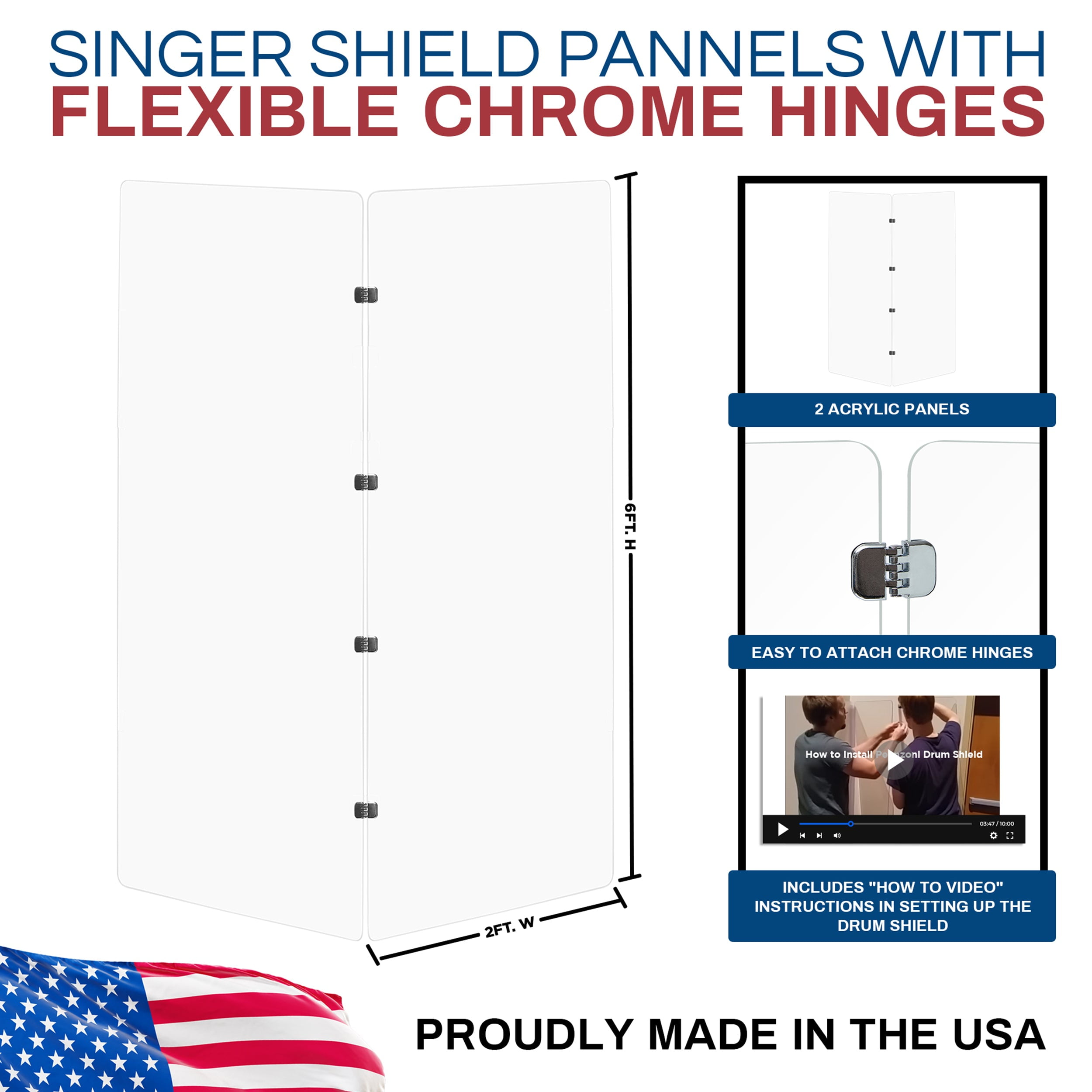 PENNZONI Singer Shield, 2 Clear Acrylic Sound Control Panels, 2ft x6ft ...