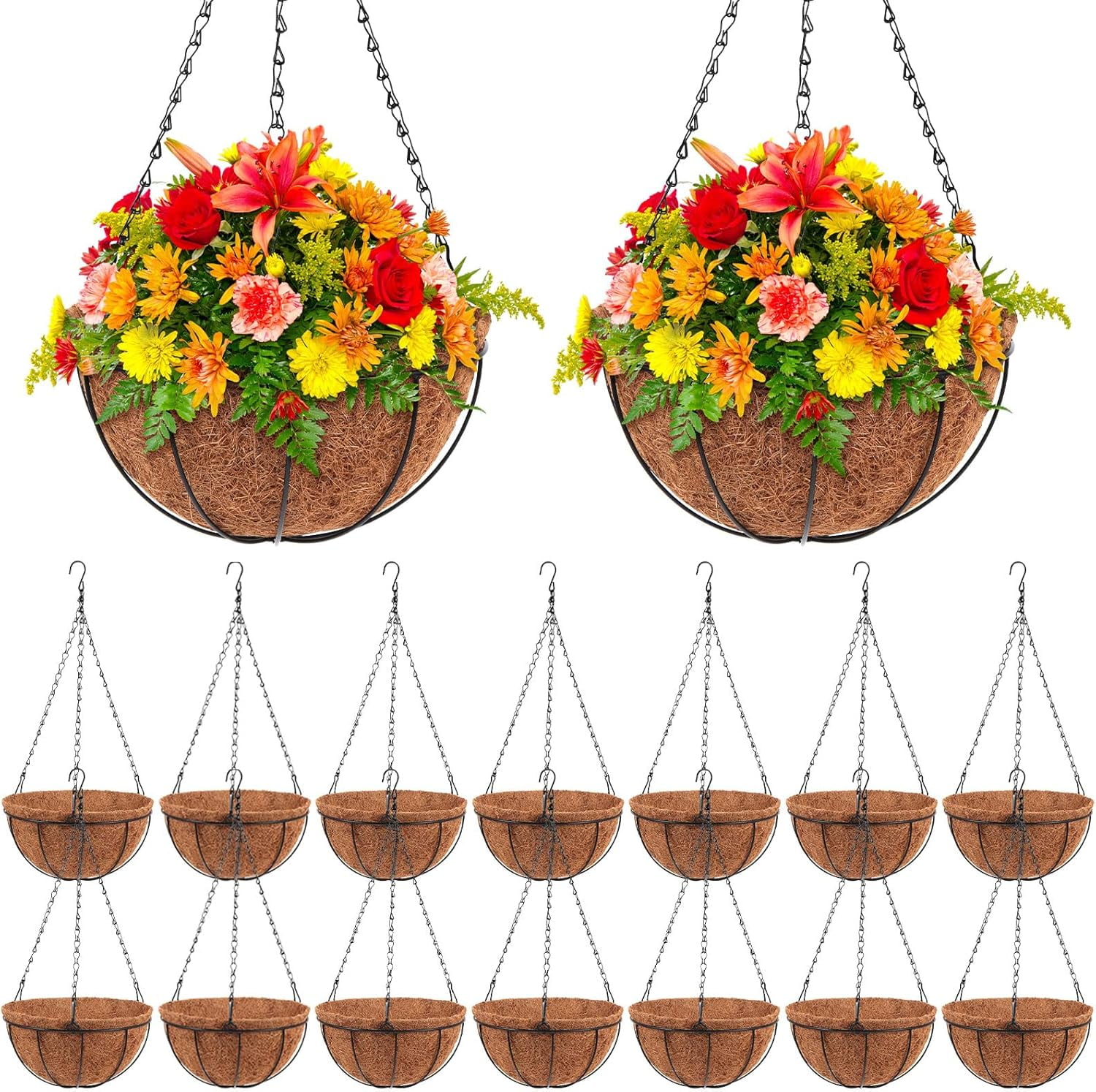 PENOVA 16 Pcs 10 Inch Metal Hanging Planter Basket with Coconut Coir ...