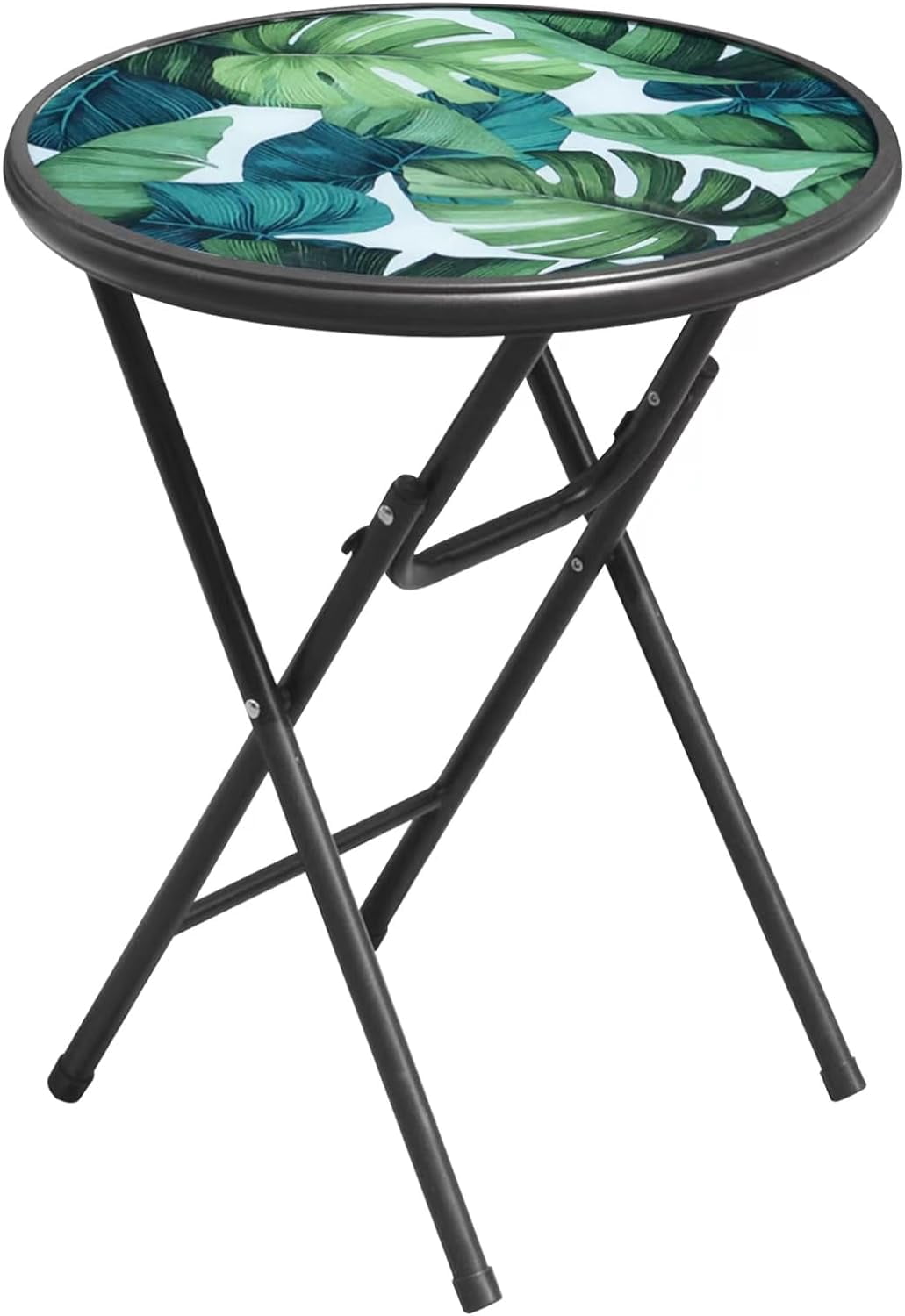 PENOVA 18" Outdoor Side Table, Small Patio Table with Tempered Glass ...