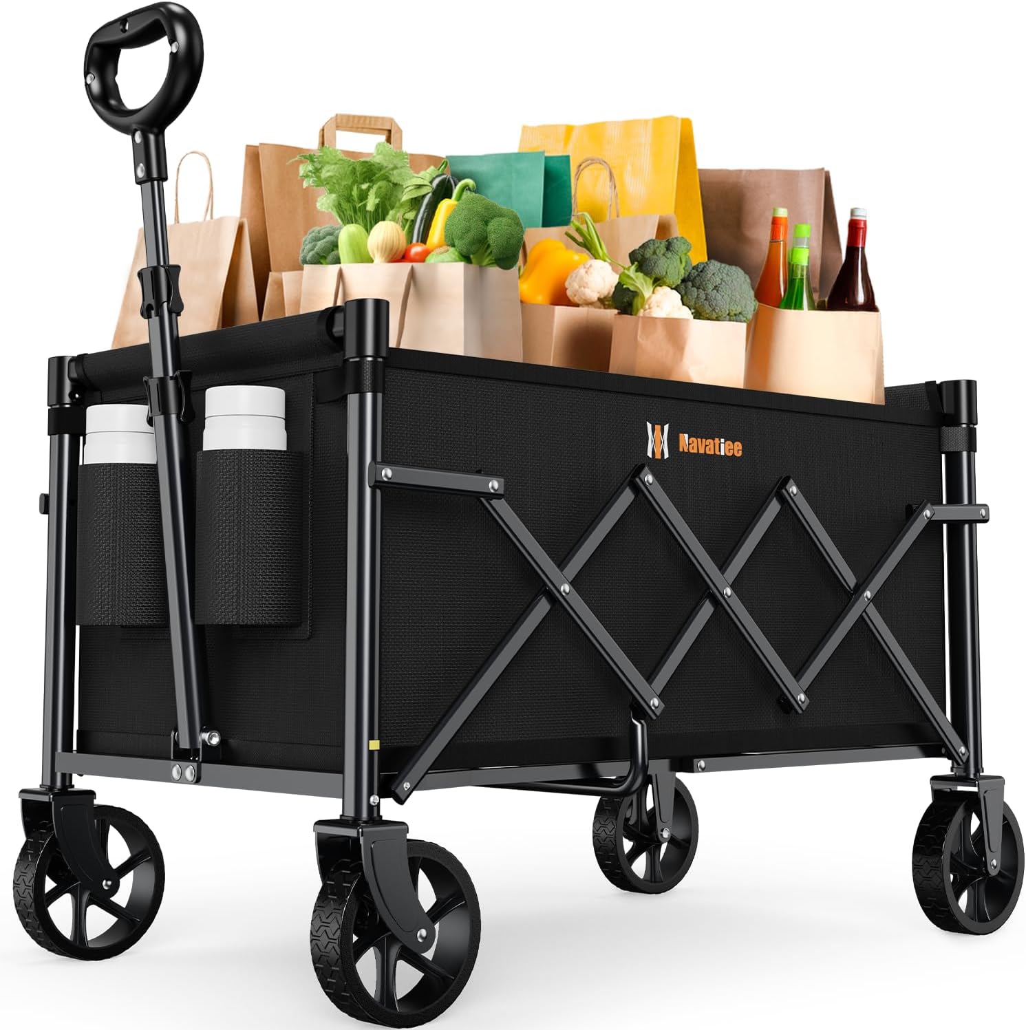 PENOVA Portable Foldable Collapsible Wagon with Wheels, 220lbs Weight ...